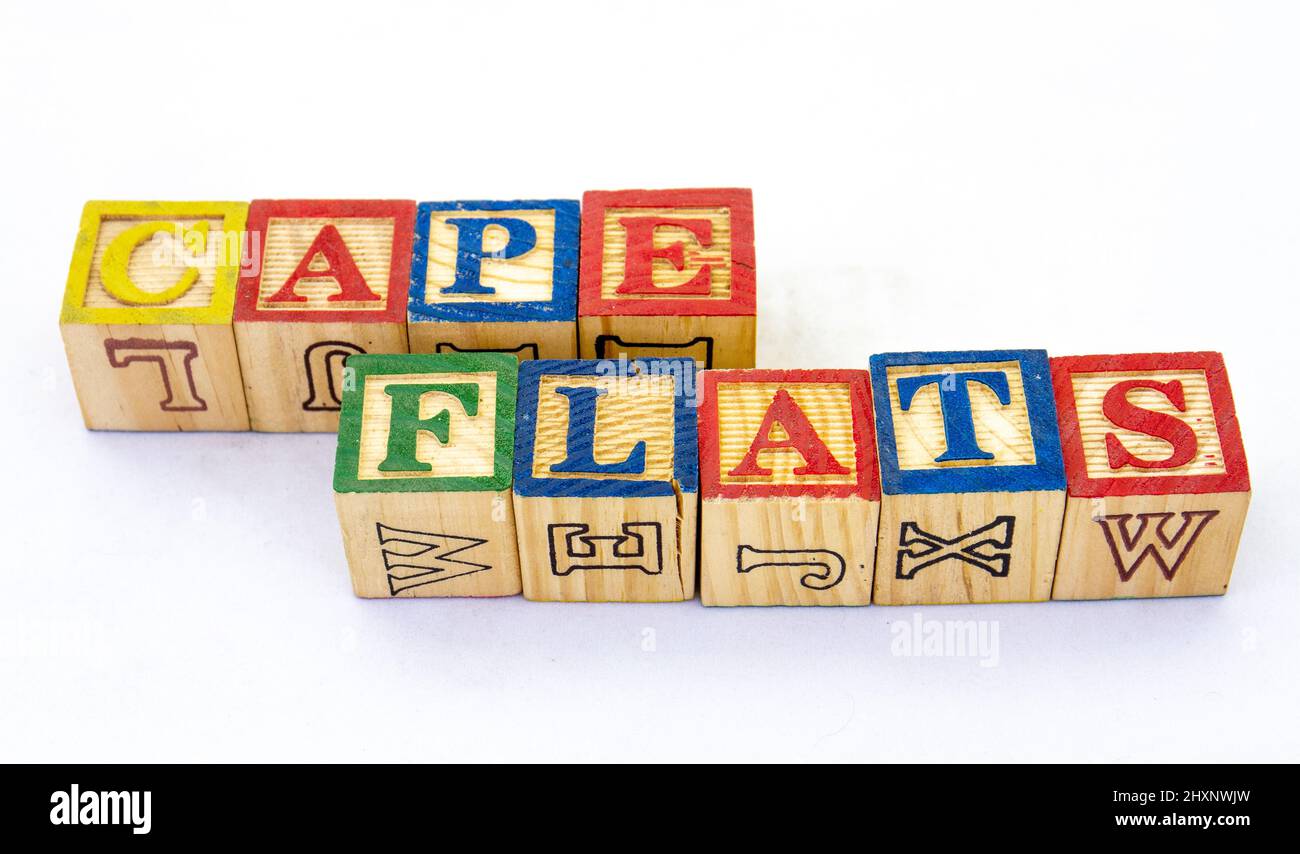 The term CAPE FLATS visually displayed Stock Photo - Alamy