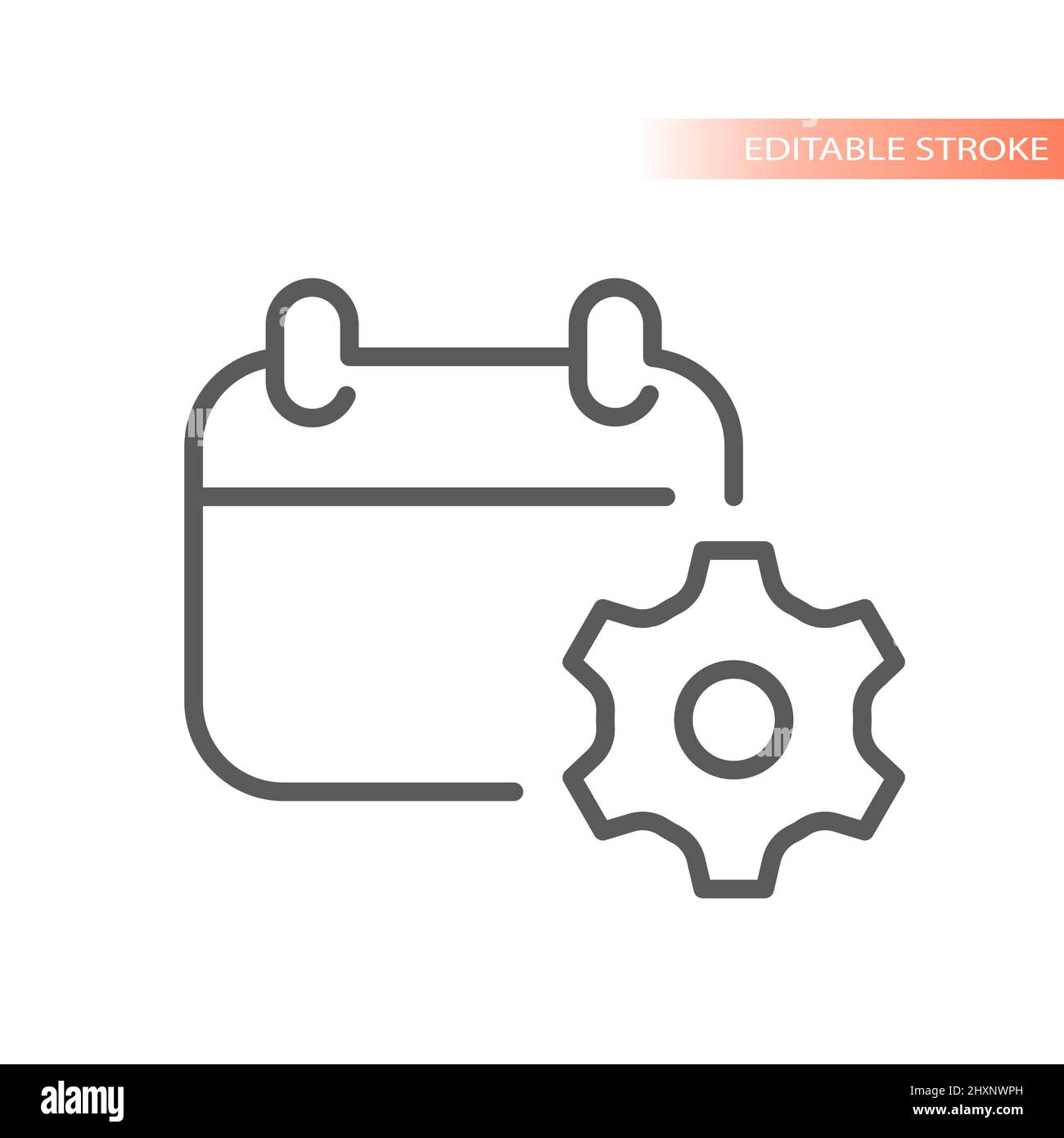 Calendar and gear line vector icon. Work planning outlined symbol Stock ...