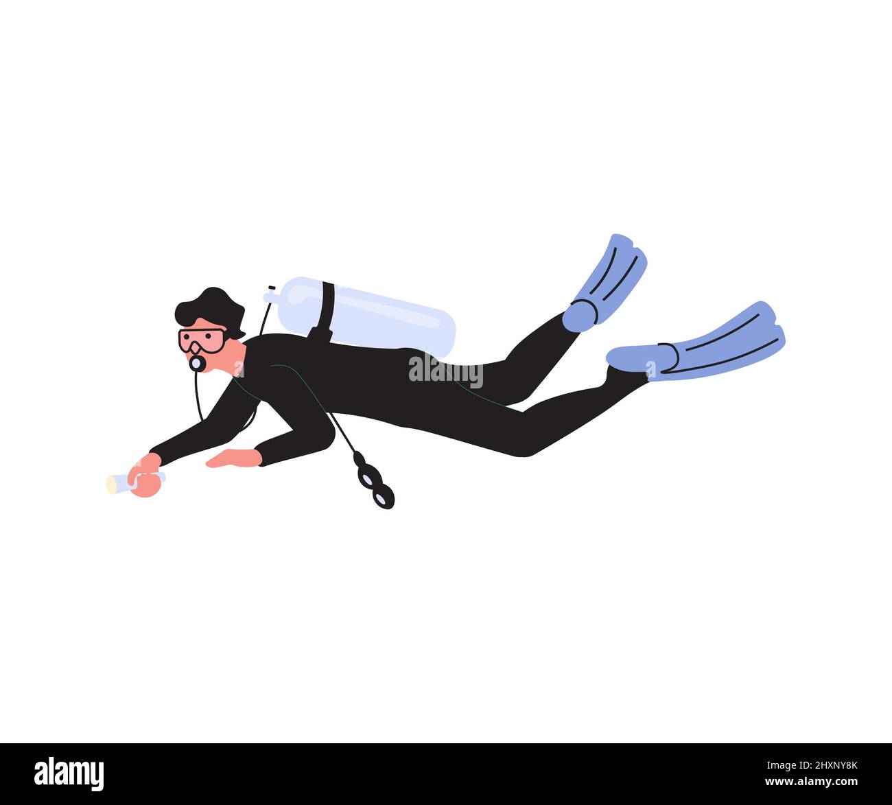 Illustration of a scuba diver on a white background Stock Photo - Alamy
