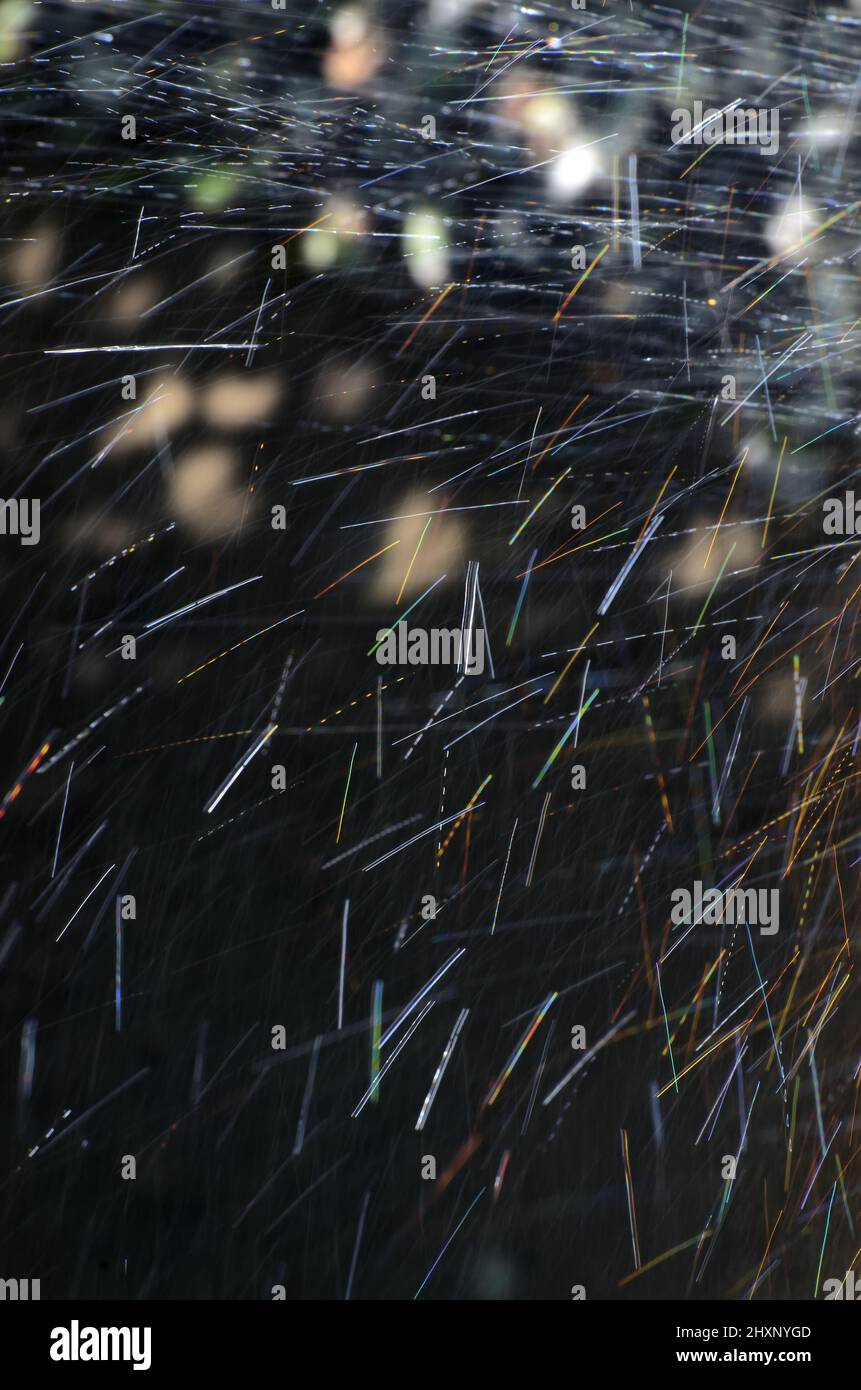 Abstract raindrops nature background. Rain on long exposure. Rain drops ...