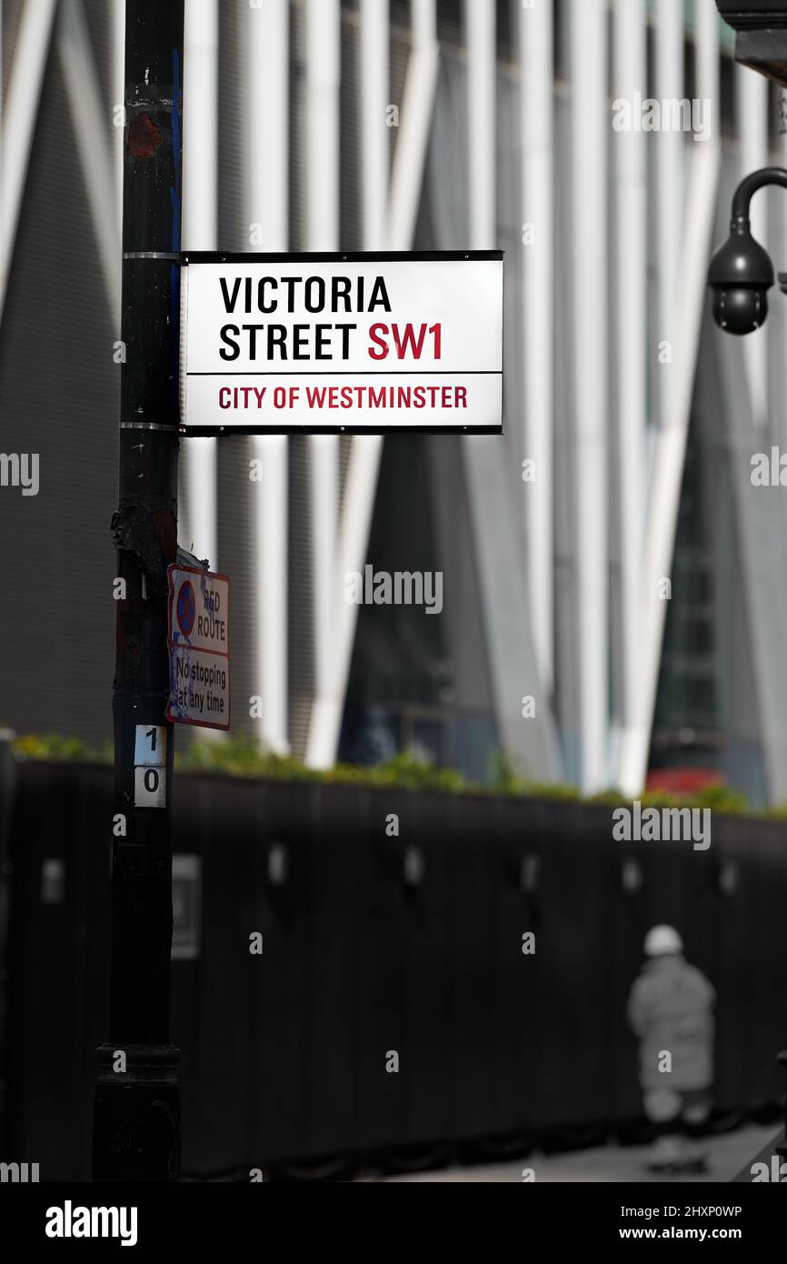 Street sign for Victoria Street, Westminster SW1, London, England Stock ...