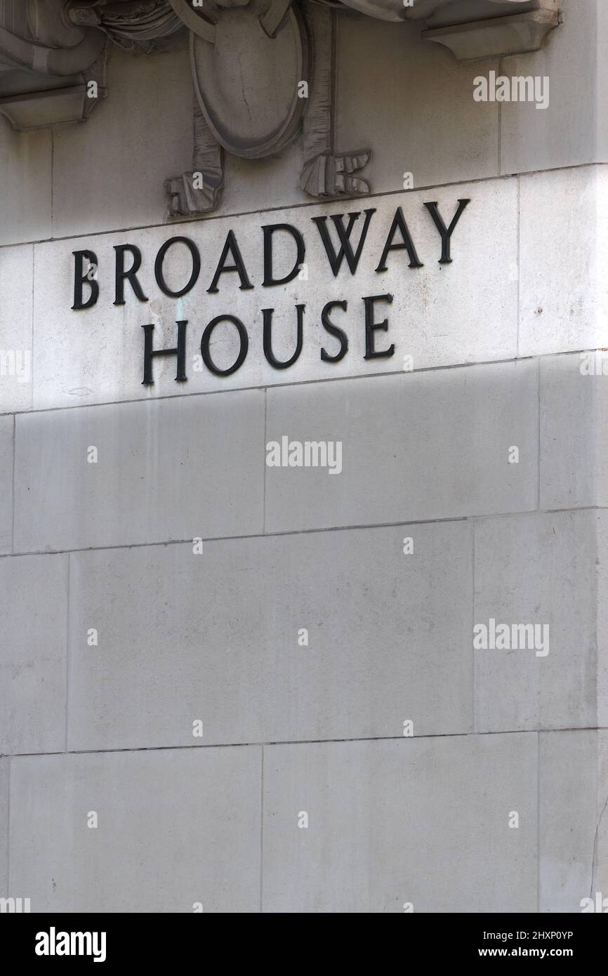 Sign for Broad House, Westminster SW1, London, England Stock Photo - Alamy