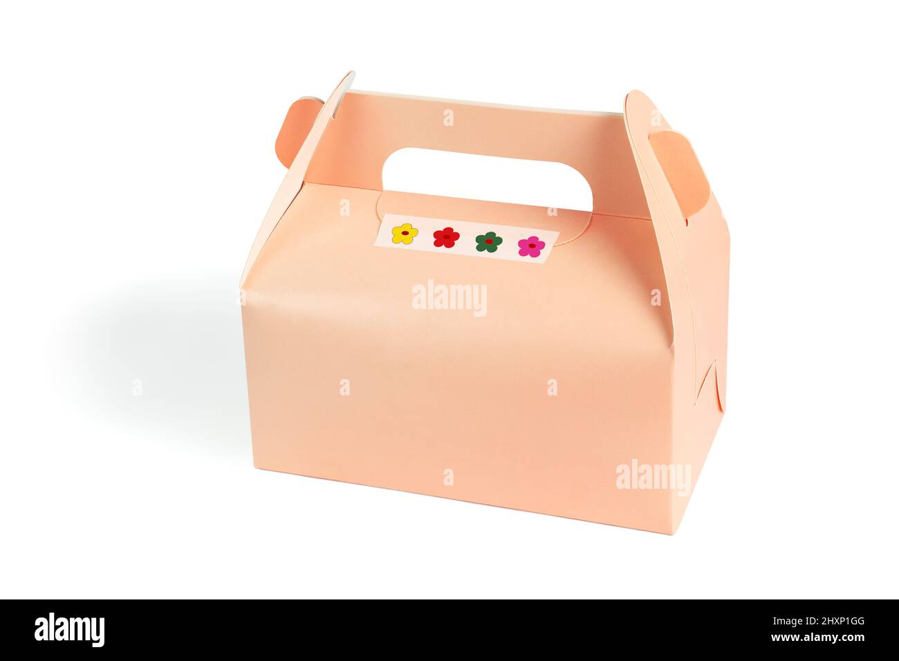Takeaway Cake Box With Sticker on White Background Stock Photo - Alamy