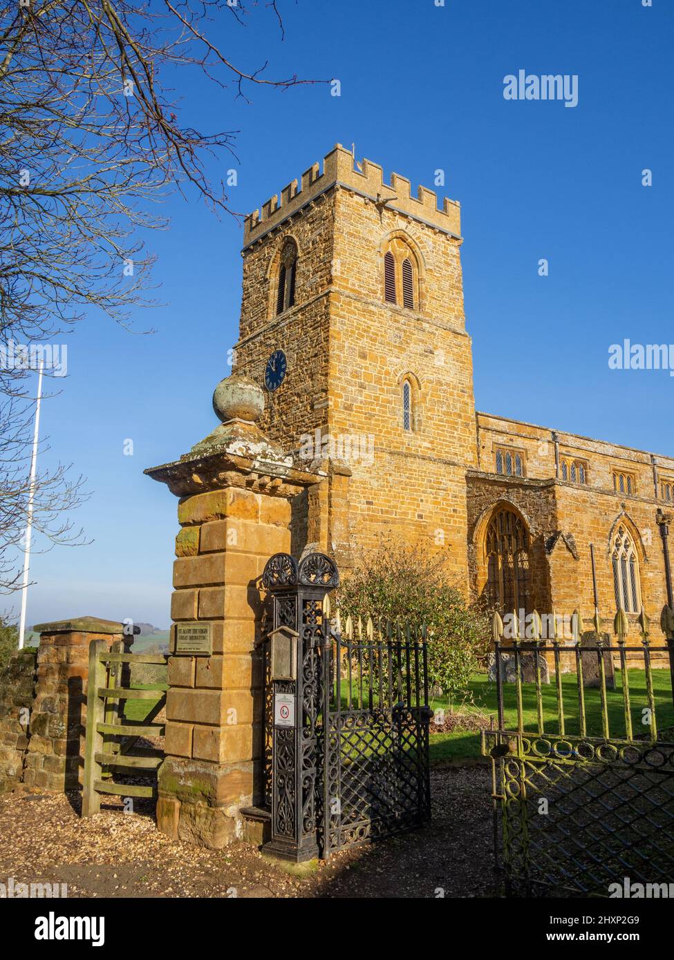 Church of St Mary the Virgin in winter in the pretty village of Great ...