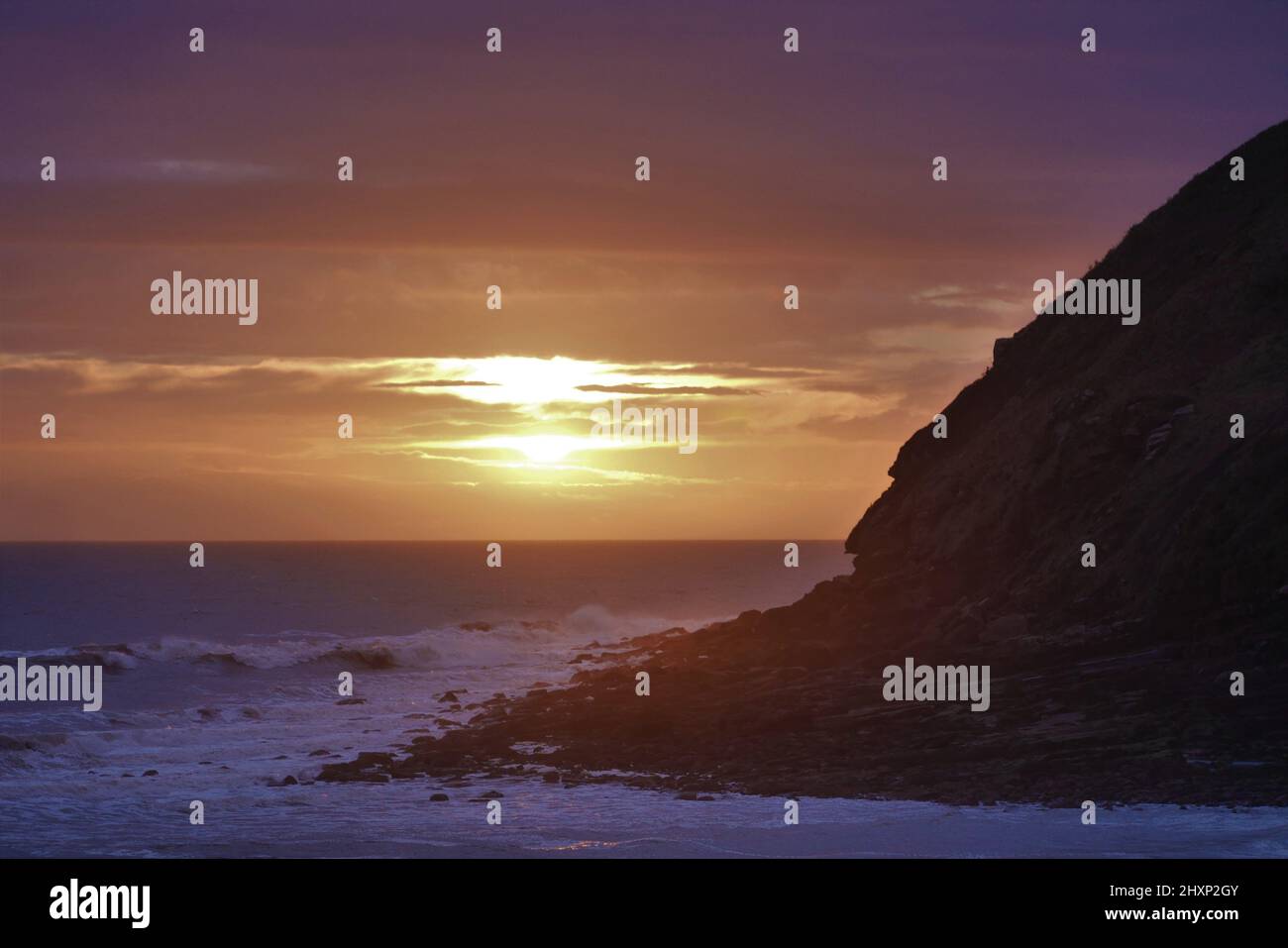 Sunset at St Bees, Cumbria, England, United Kingdom Stock Photo - Alamy