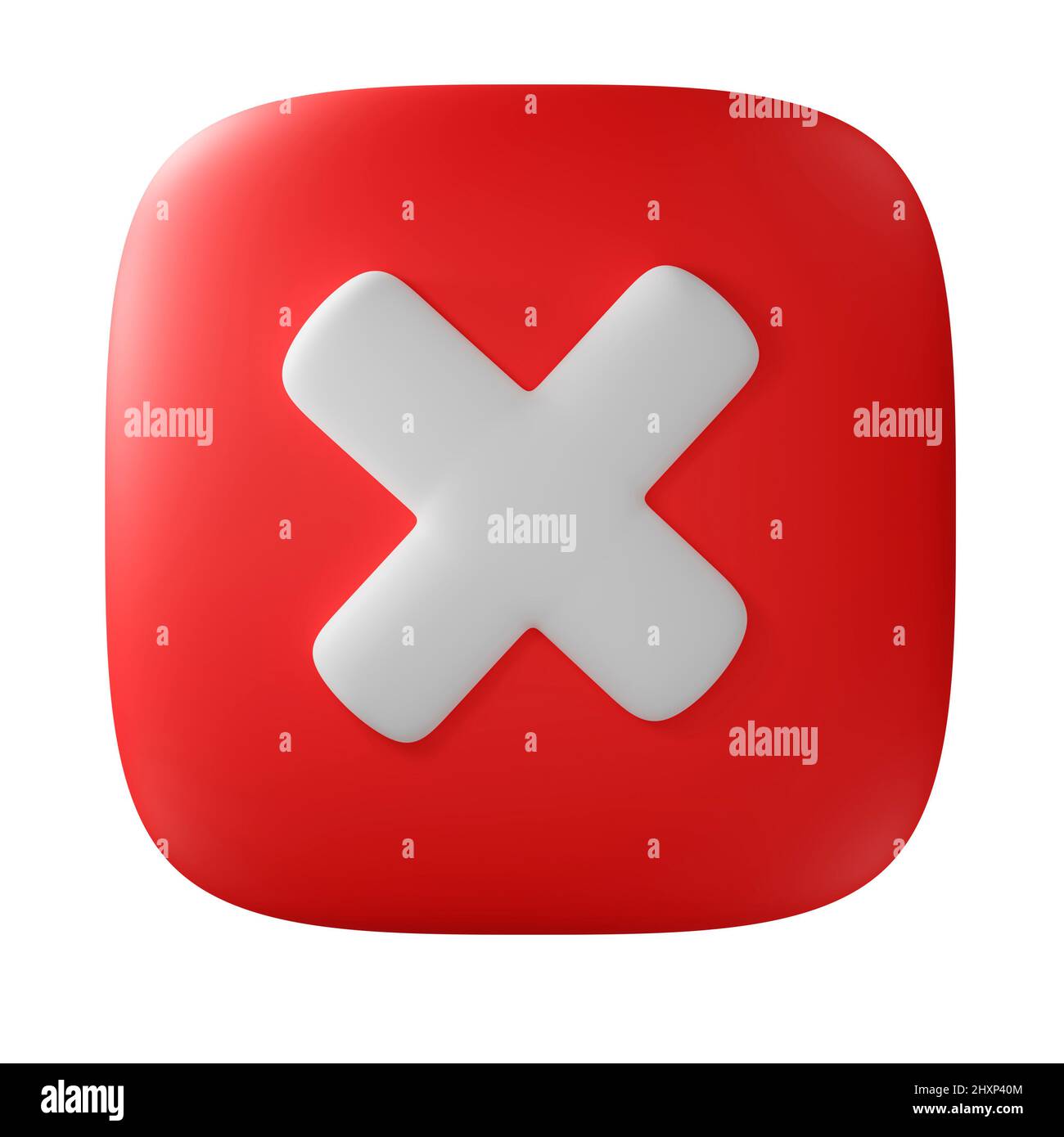 Red cross checkmark button, 3d renders illustration Stock Photo - Alamy