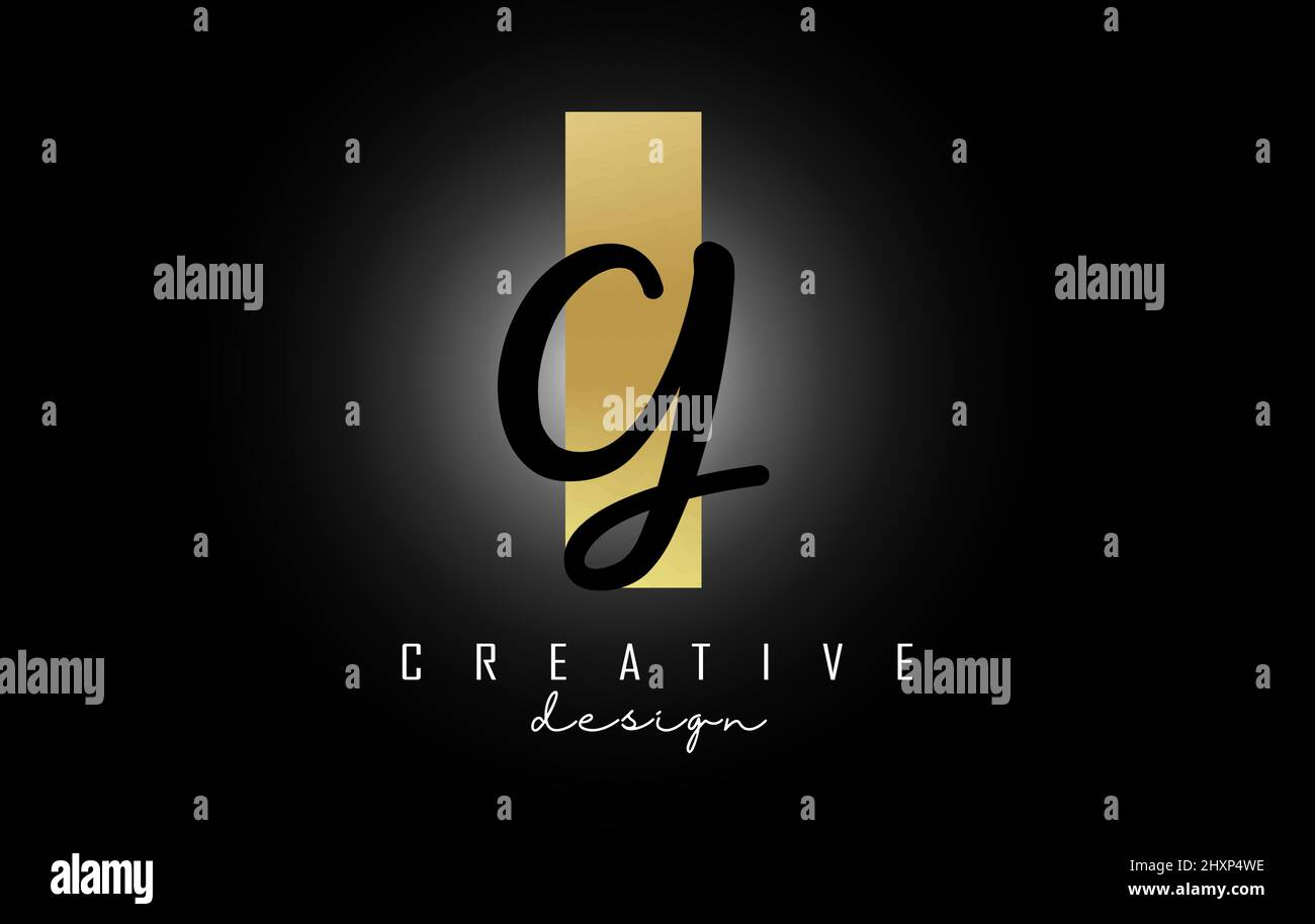 Golden Letters IG logo with a minimalist design. Letters I and G with ...