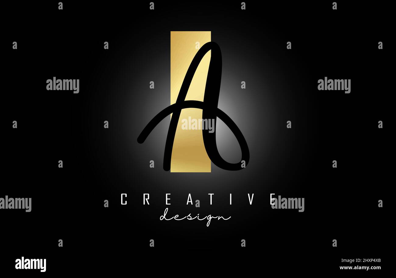Golden Letters IA logo with a minimalist design. Letters I and A with ...