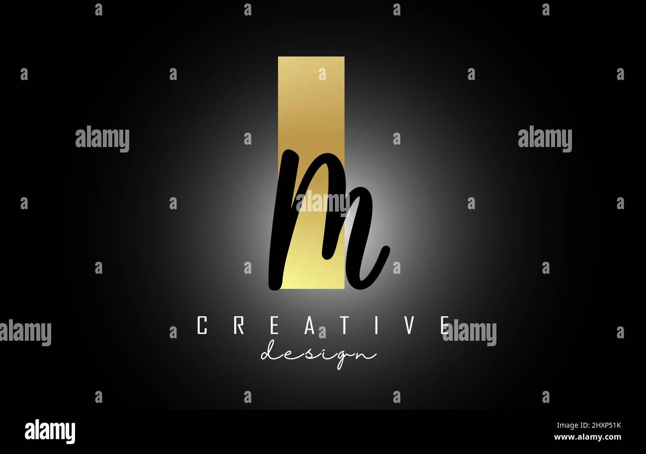 Golden Letters IM logo with a minimalist design. Letters I and M with ...