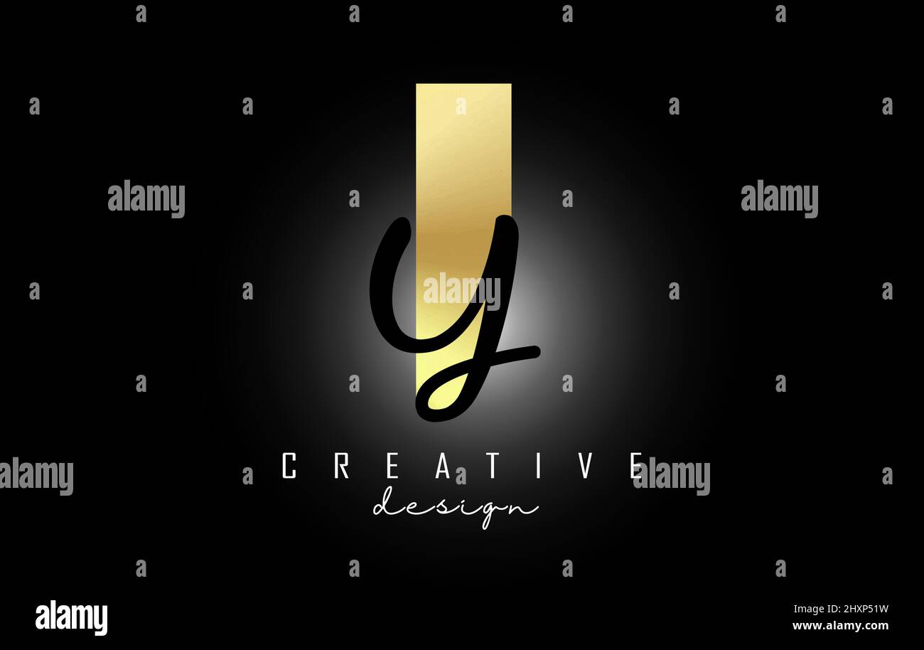Golden Letters IY logo with a minimalist design. Letters I and Y with ...