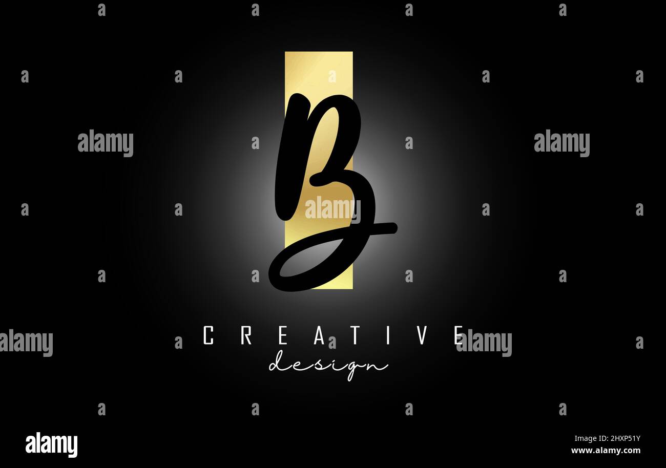 Golden Letters IB logo with a minimalist design. Letters I and B with ...
