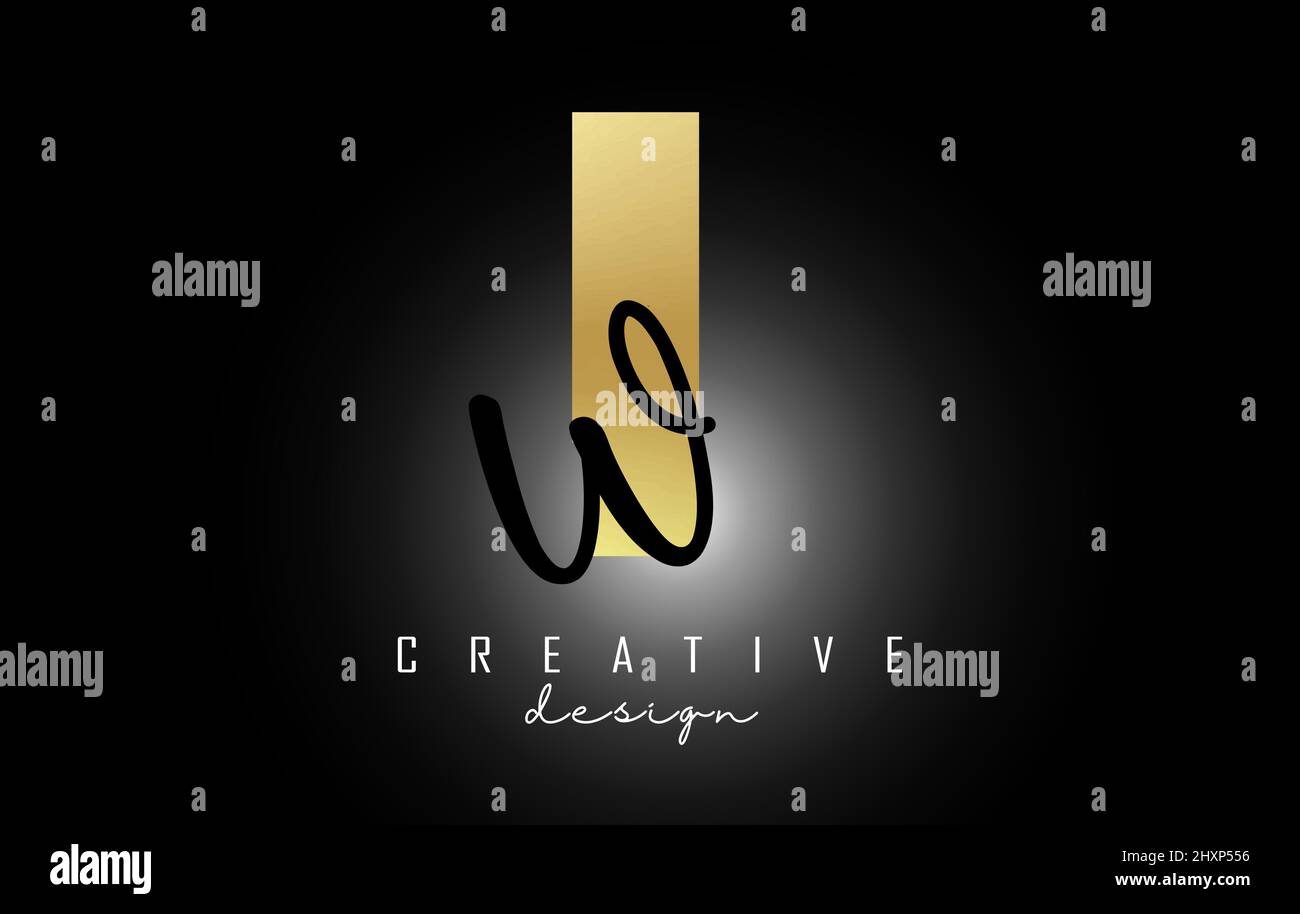 Golden Letters IW logo with a minimalist design. Letters I and W with ...