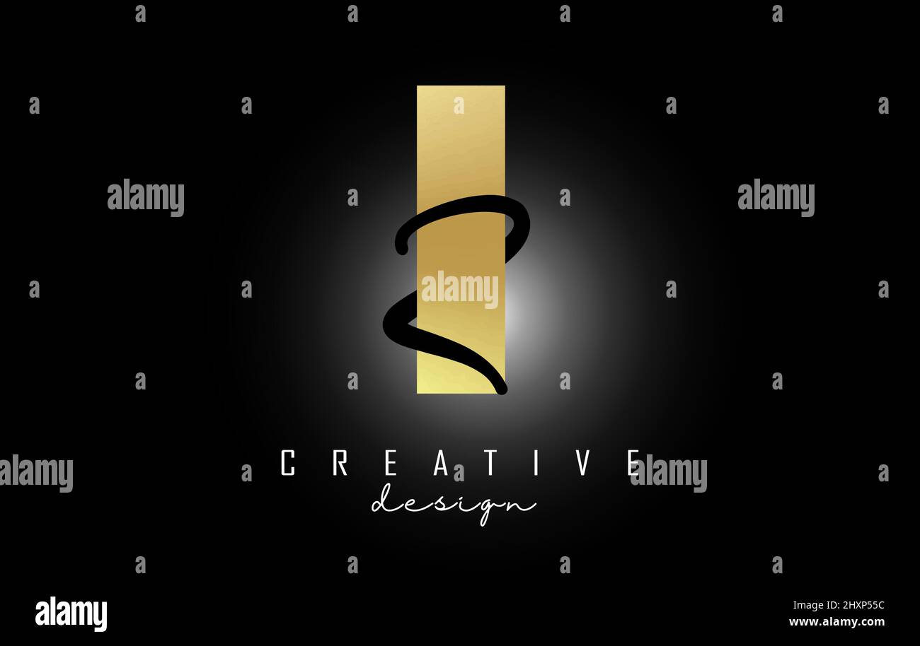 Golden Letters IZ logo with a minimalist design. Letters I and Z with ...