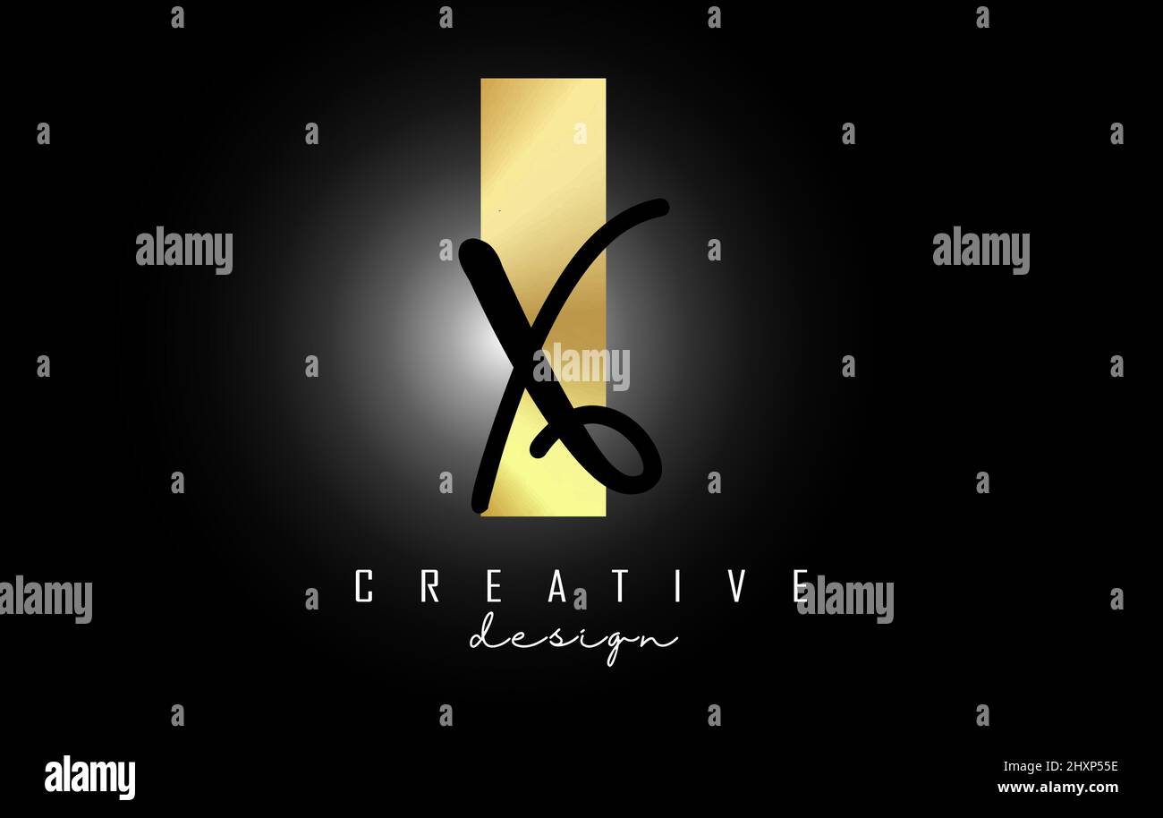 Golden Letters IX logo with a minimalist design. Letters I and X with ...