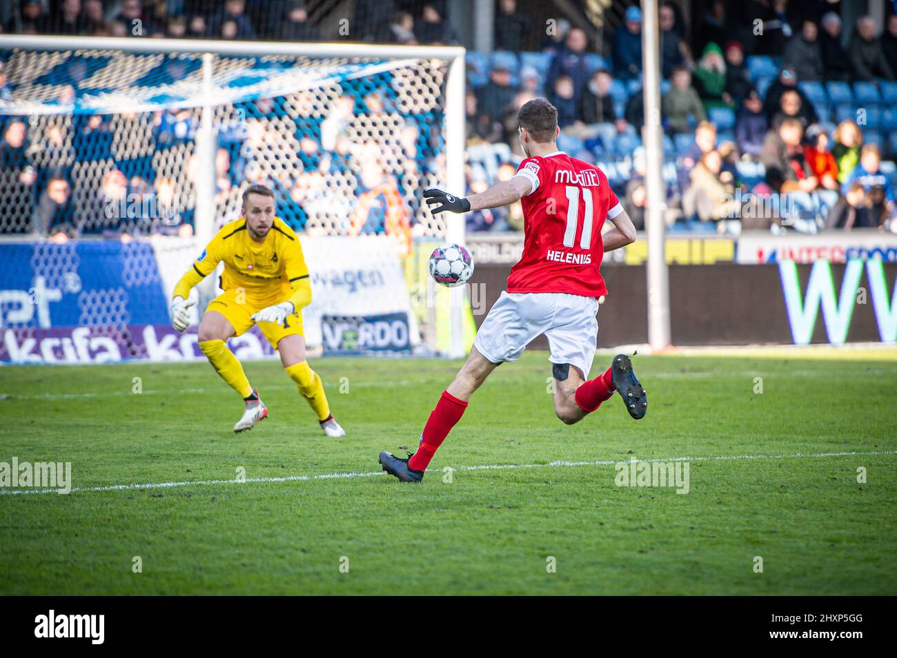 Randers, Denmark. 13th Mar, 2022. Nicklas Helenius (11) of Silkeborg IF ...