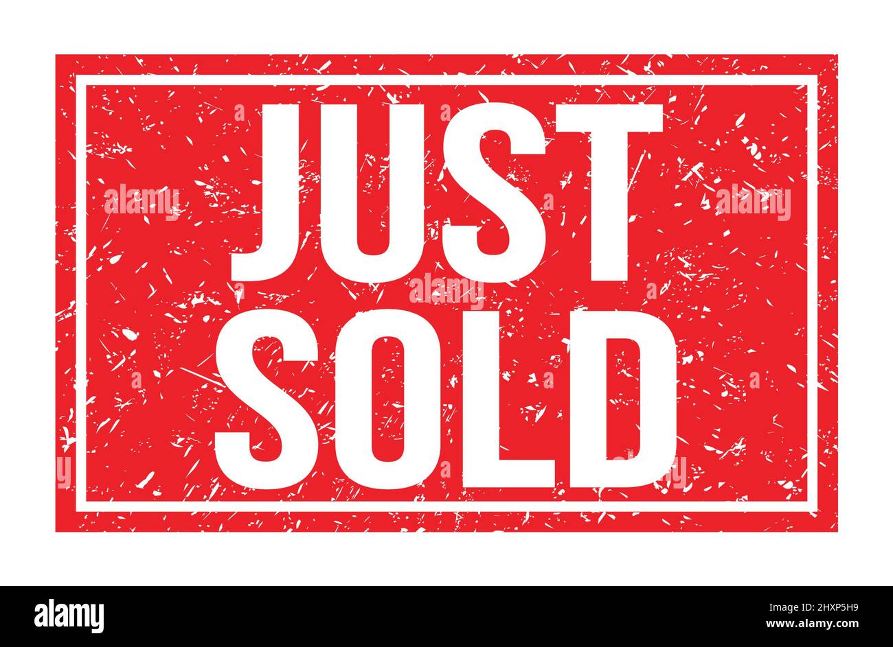 JUST SOLD, words written on red rectangle stamp sign Stock Photo - Alamy