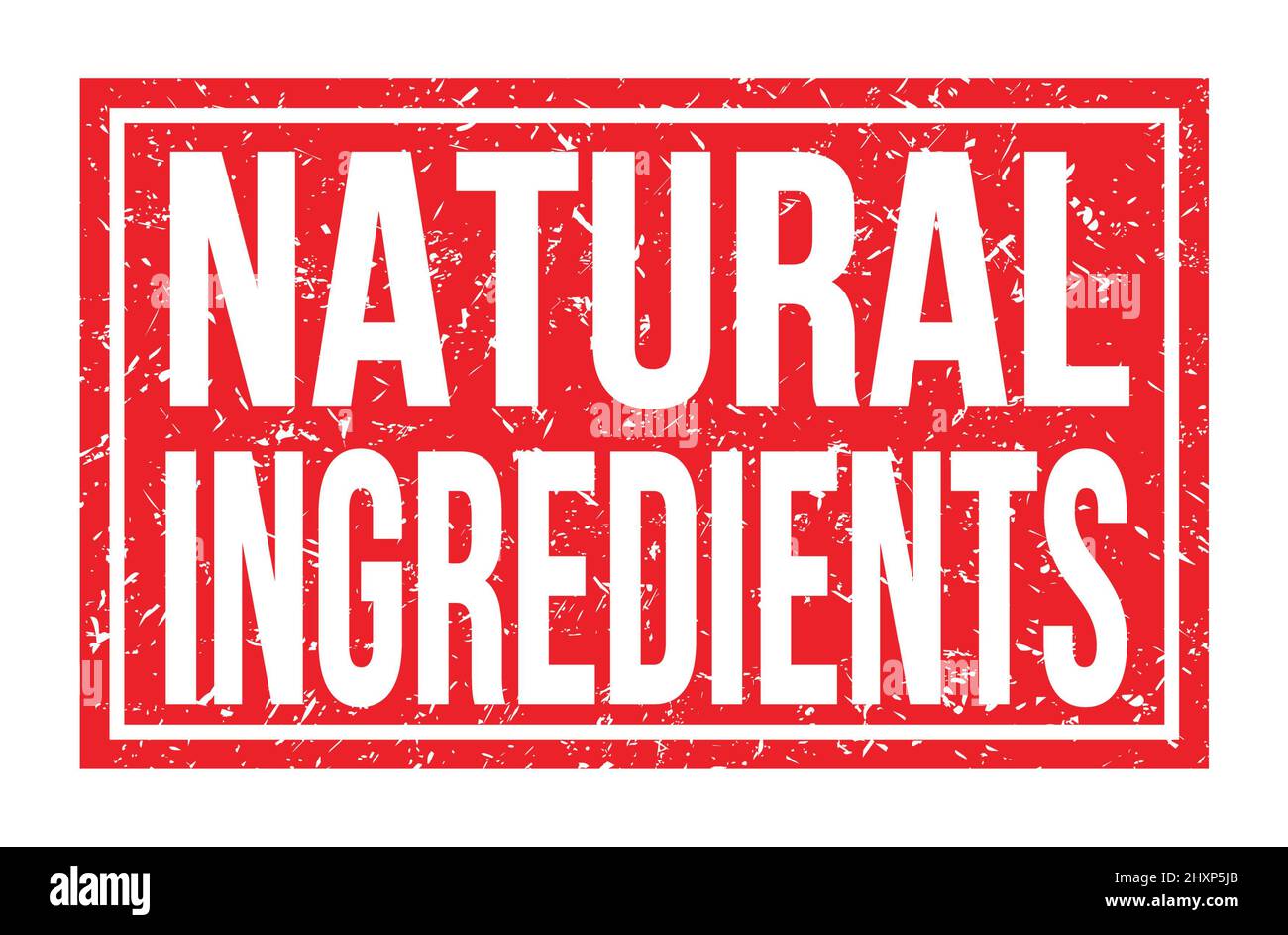 NATURAL INGREDIENTS, words written on red rectangle stamp sign Stock ...