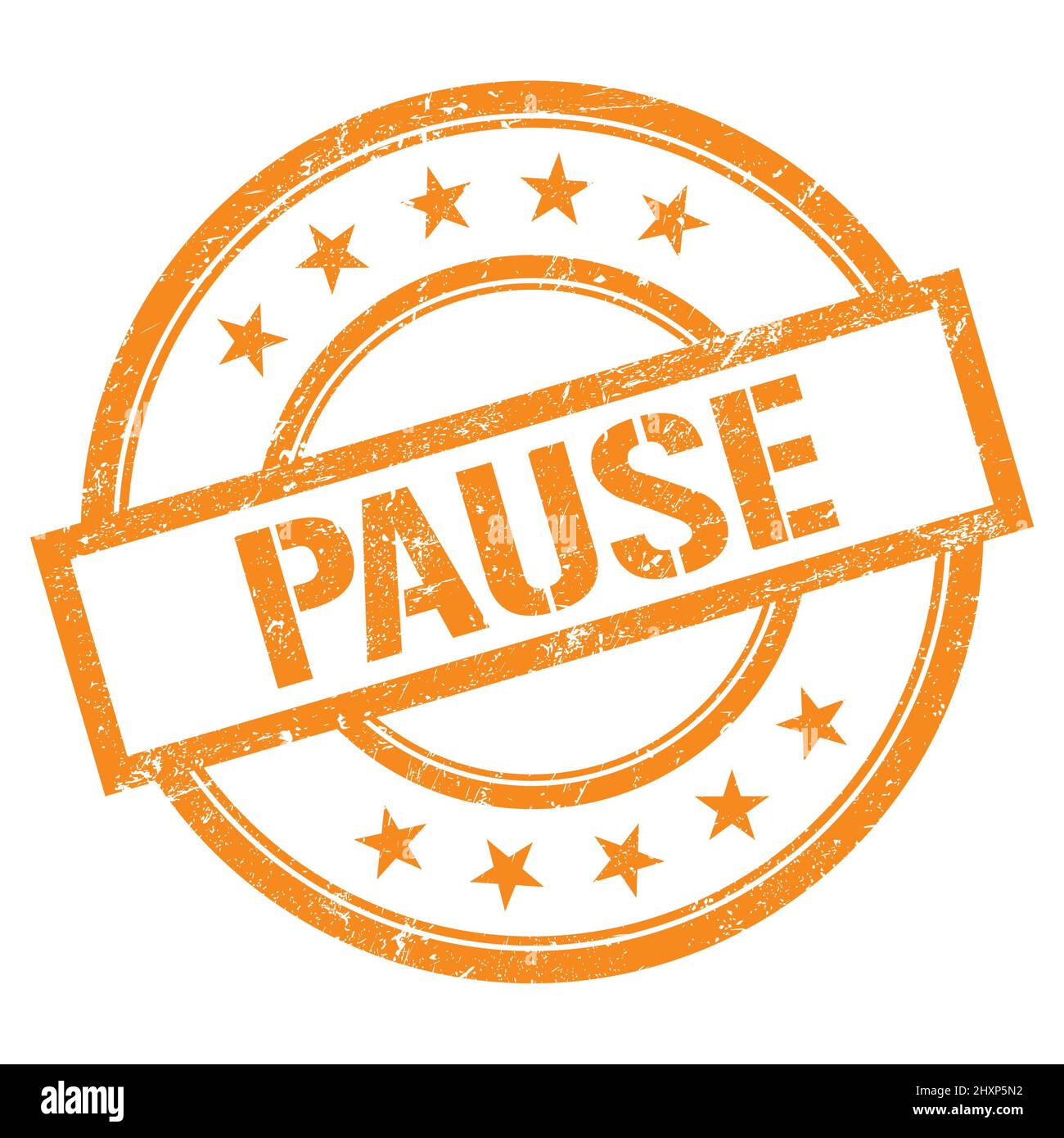 PAUSE text written on orange round vintage rubber stamp Stock Photo - Alamy
