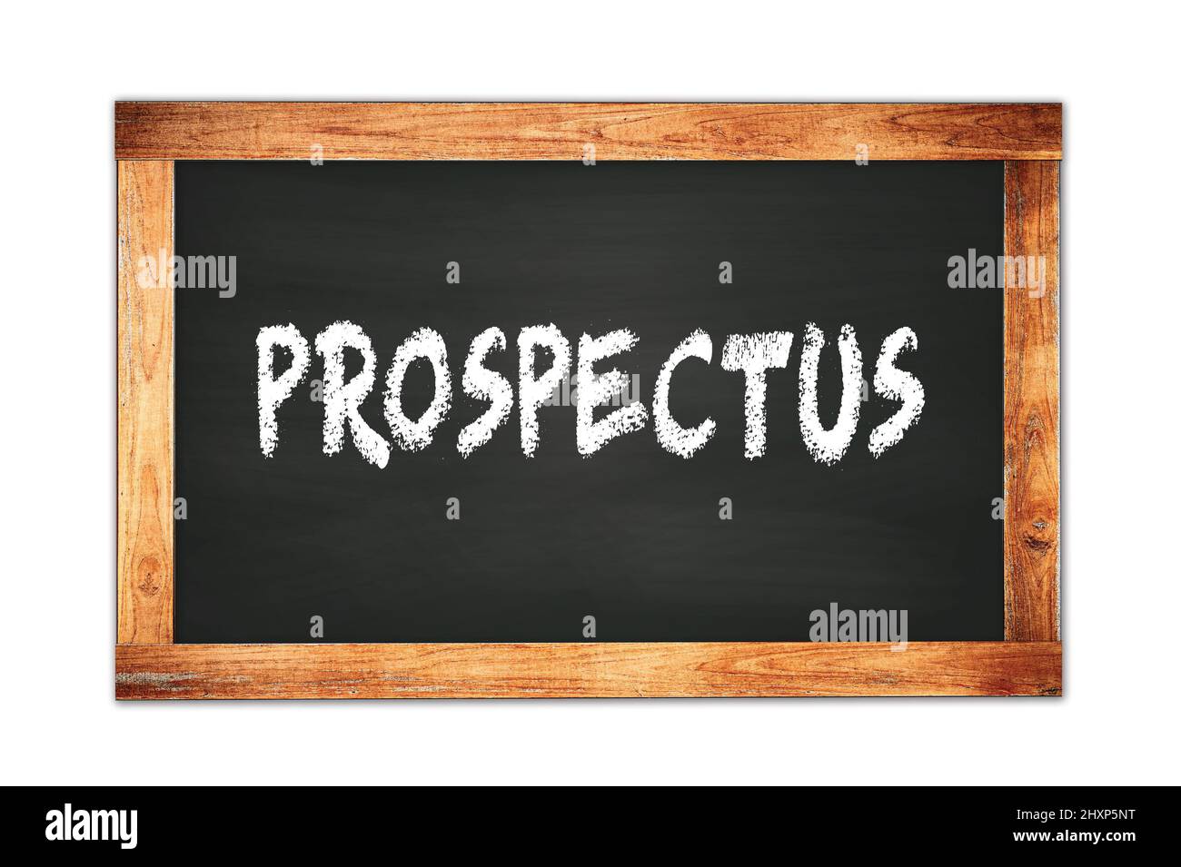 PROSPECTUS text written on black wooden frame school blackboard Stock ...