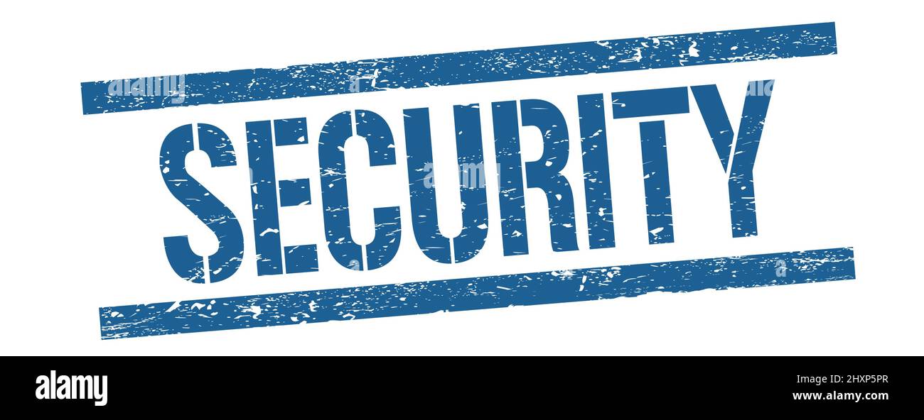 SECURITY text on blue grungy lines stamp sign Stock Photo - Alamy