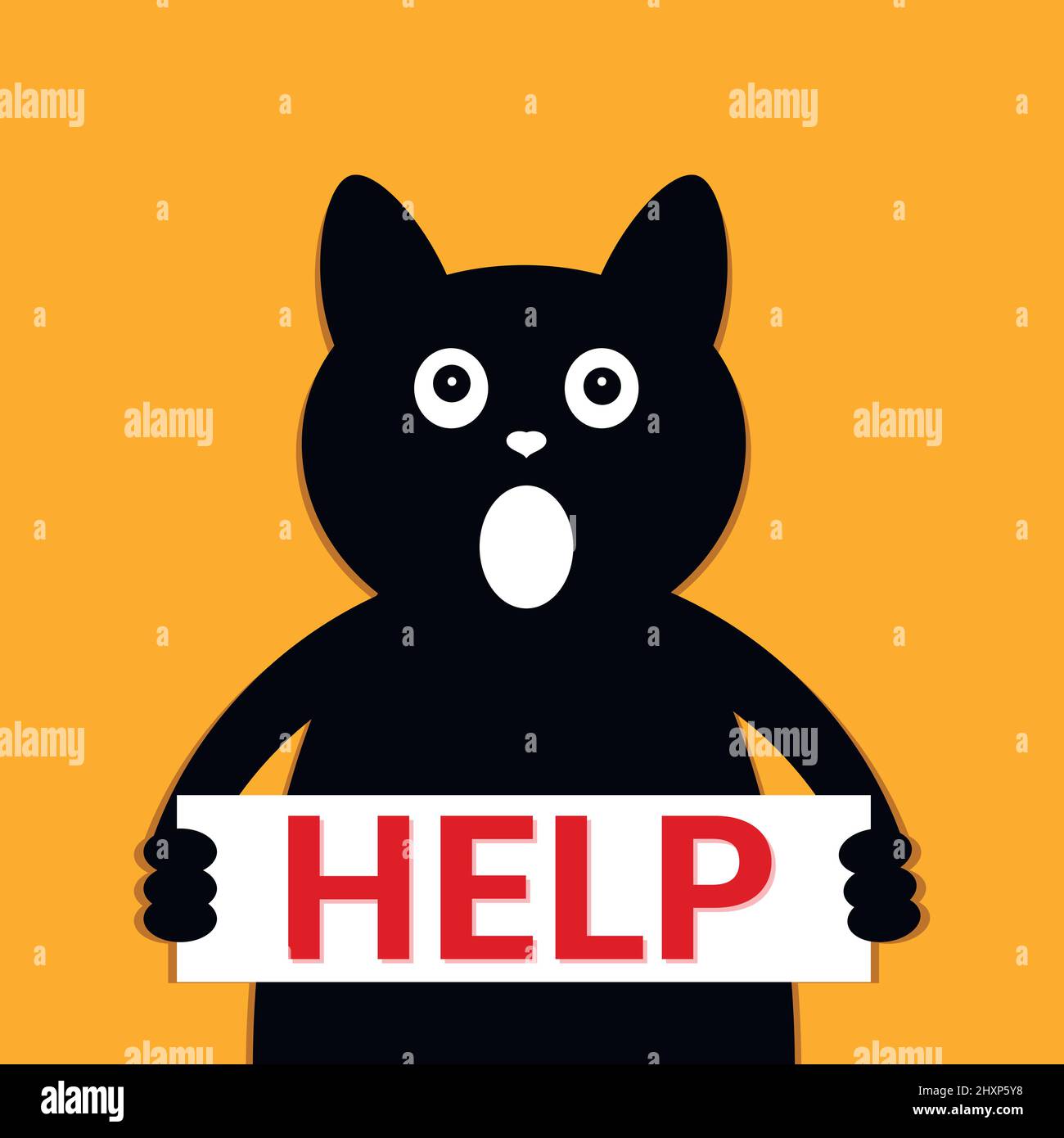 Black cat help call. Vector illustration Stock Vector Image & Art - Alamy
