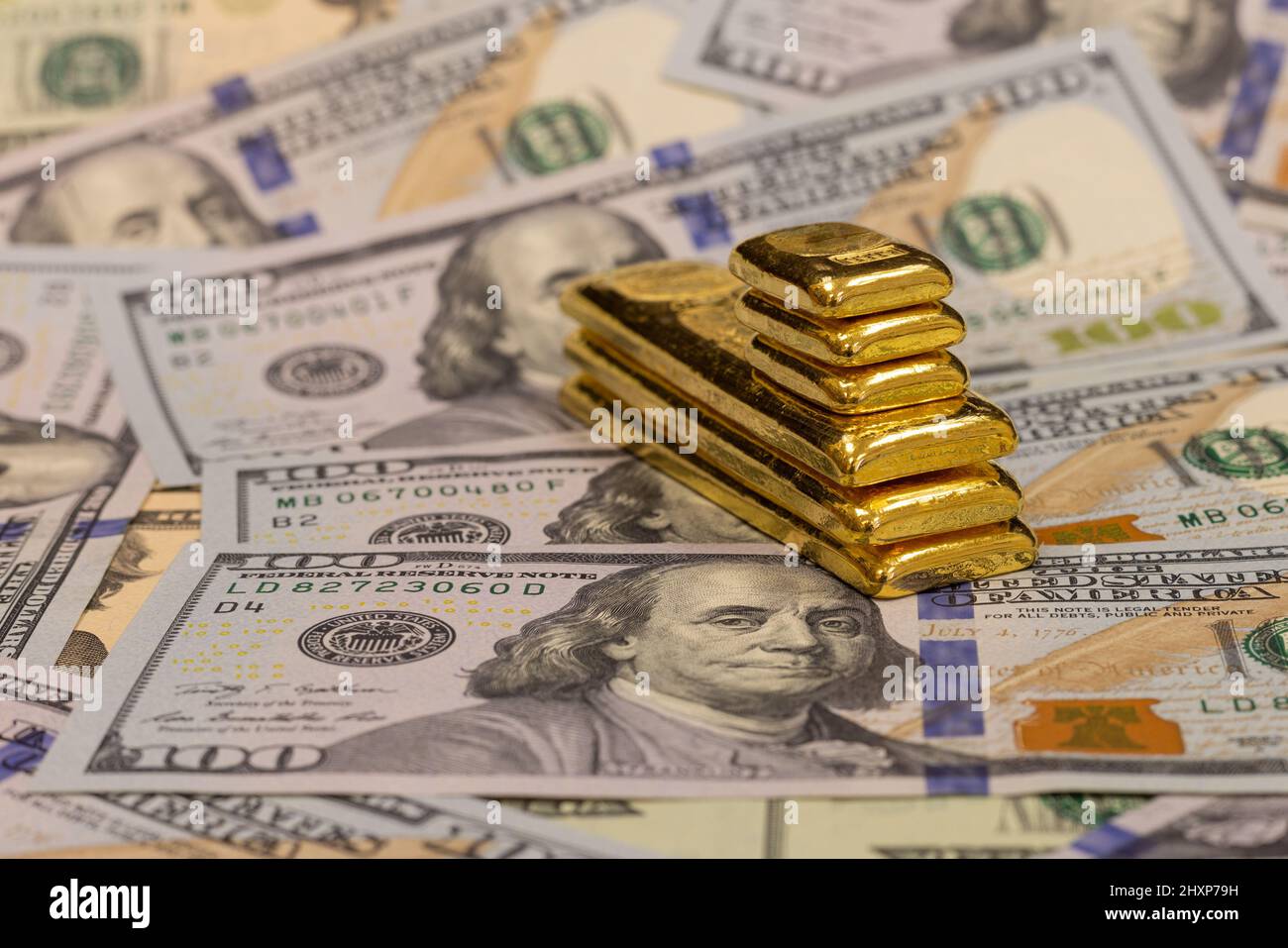 pile of long and short pure gold bars, bullion, ingot on background of ...