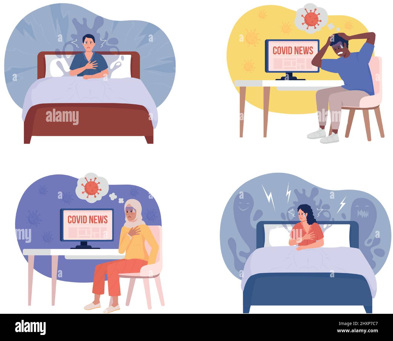 Intense panic episode 2D vector isolated illustration Stock Vector ...