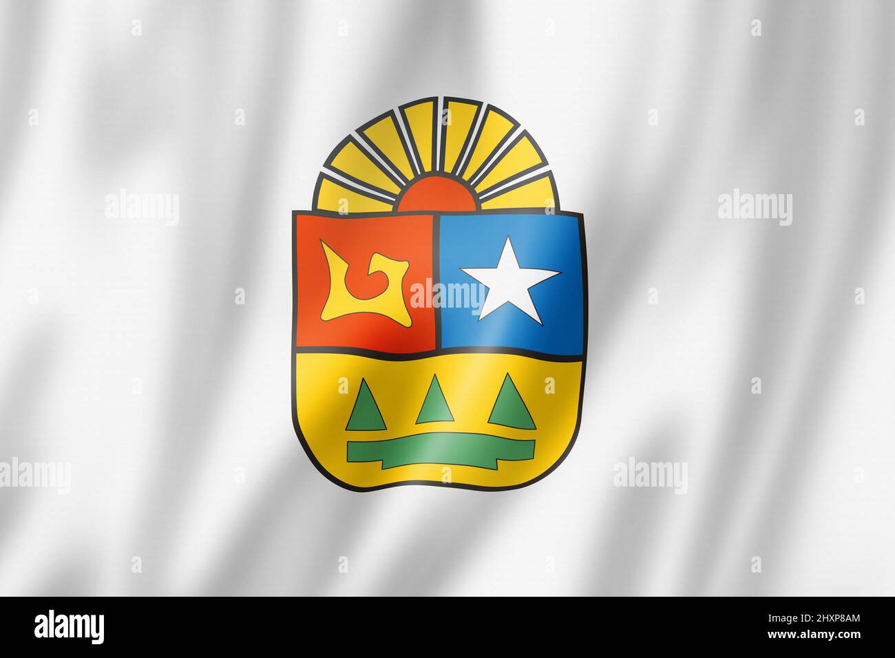 Quintana Roo state flag, Mexico waving banner collection. 3D ...