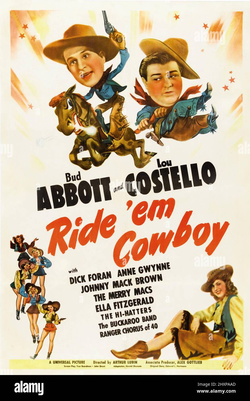 BUD ABBOTT and LOU COSTELLO in RIDE 'EM COWBOY (1942), directed by ...