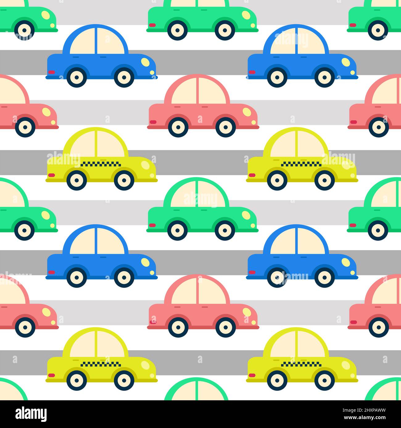 Baby cars on road seamless pattern. Colorful background with auto ...