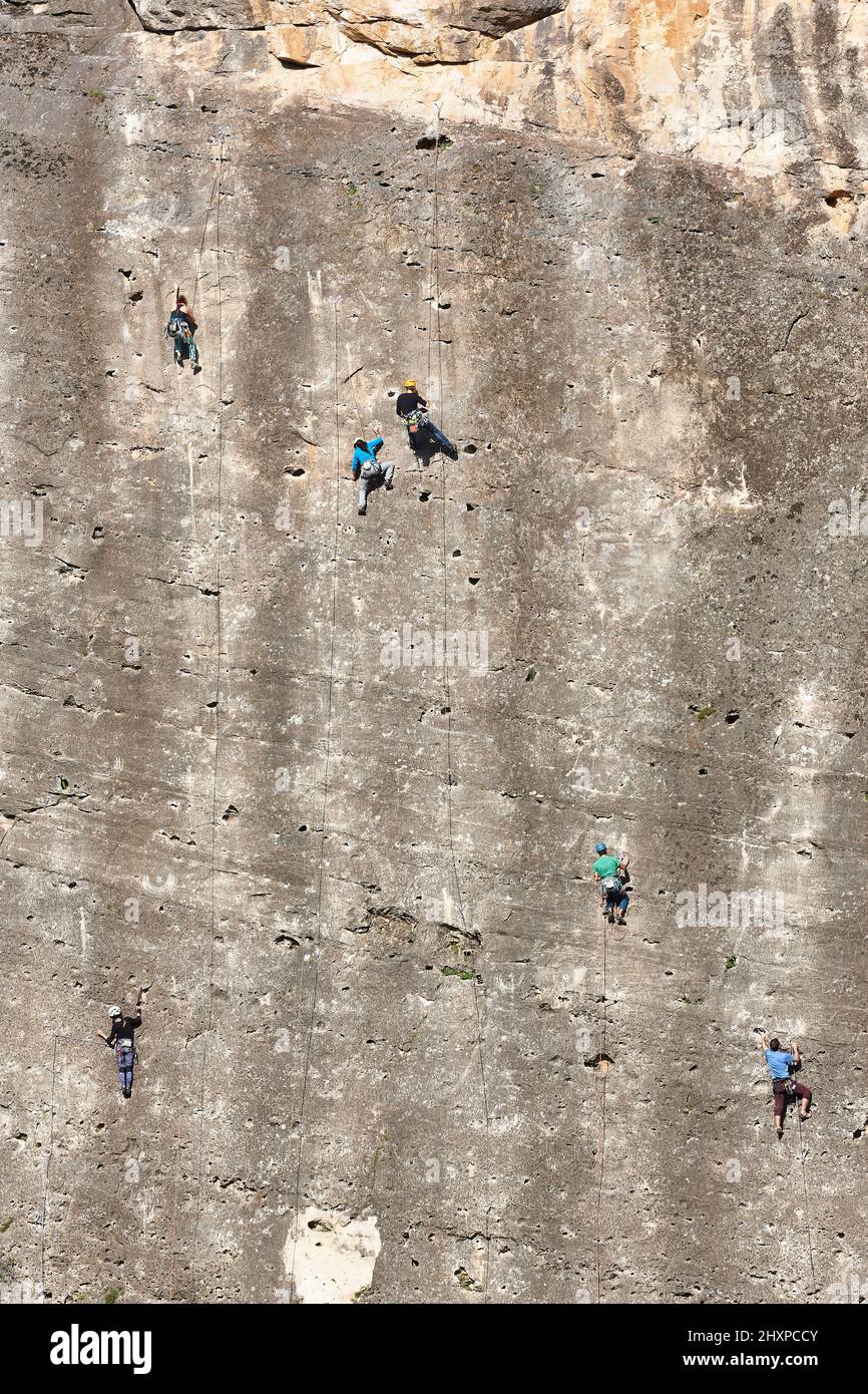Climbers on a granite wall. Extreme sport. Outdoor mountain activity ...