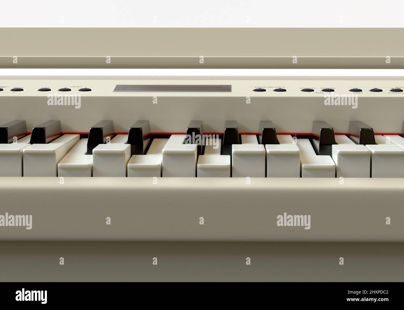 Closeup of piano keys with C major chord pressed. 3d illustration Stock ...
