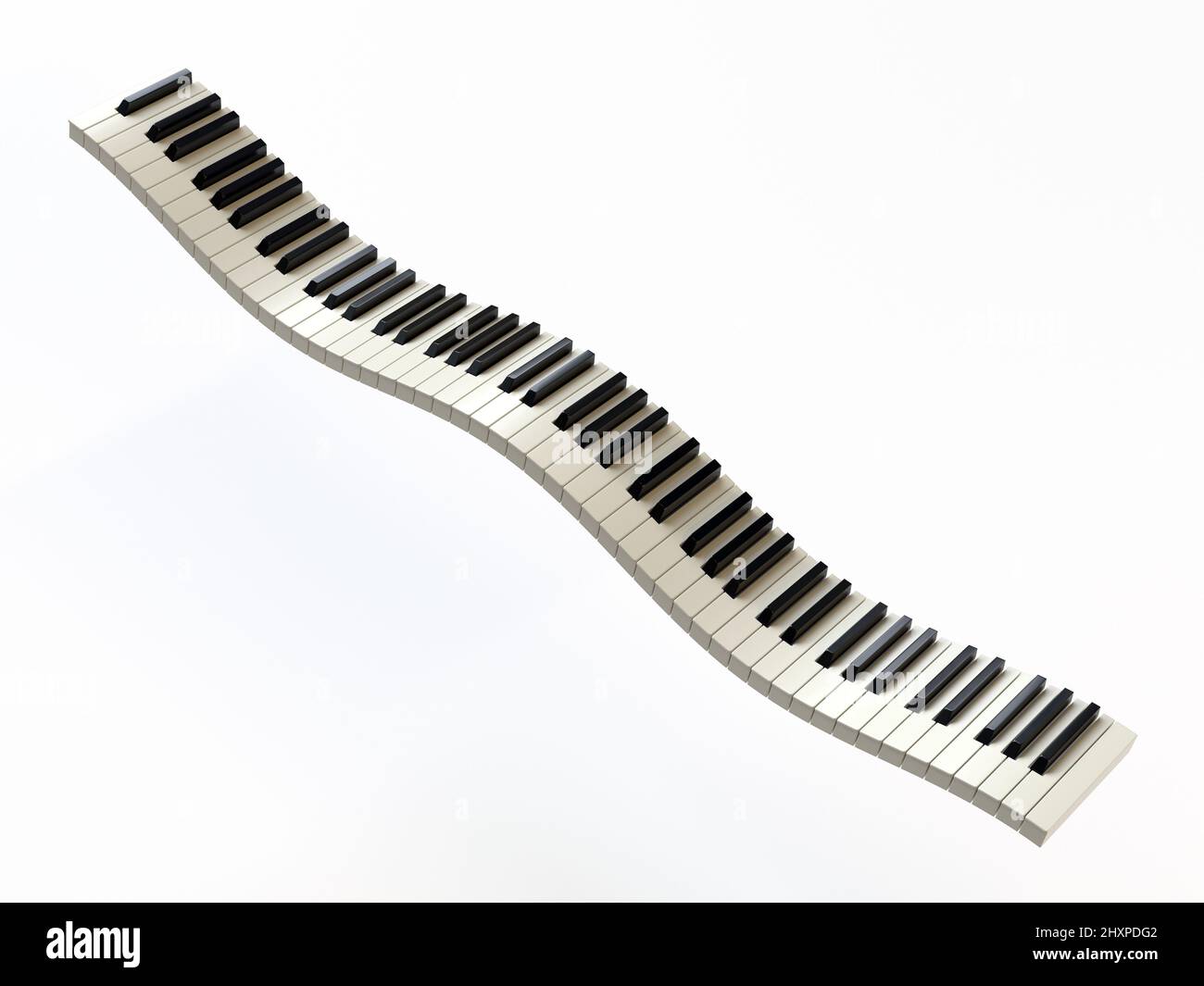Abstract wave made of piano keys isolated on white. Abstract 3d ...