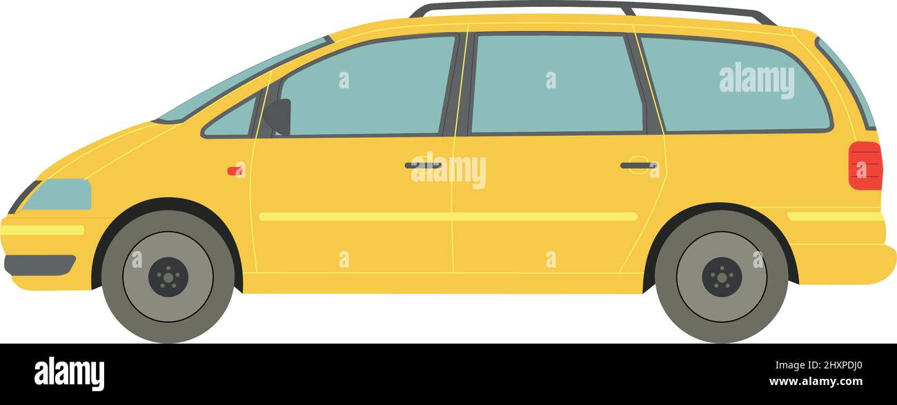 Big yellow minivan on white background - Vector illustration Stock ...