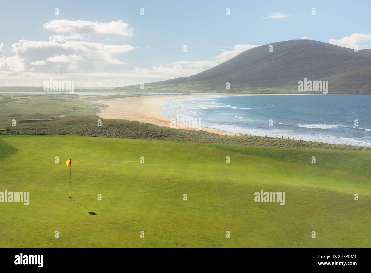 Beautiful sunny day at the coastal links golf course Harris Golf Club ...