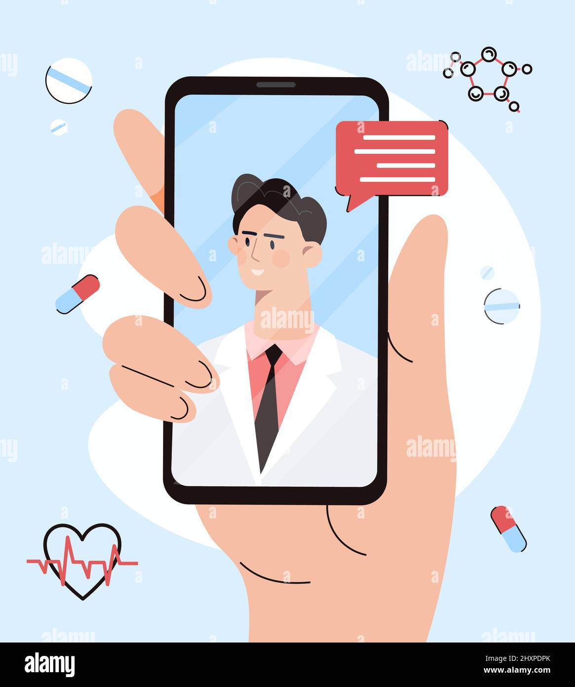 Online doctor smartphone practitioner Stock Vector Images - Alamy