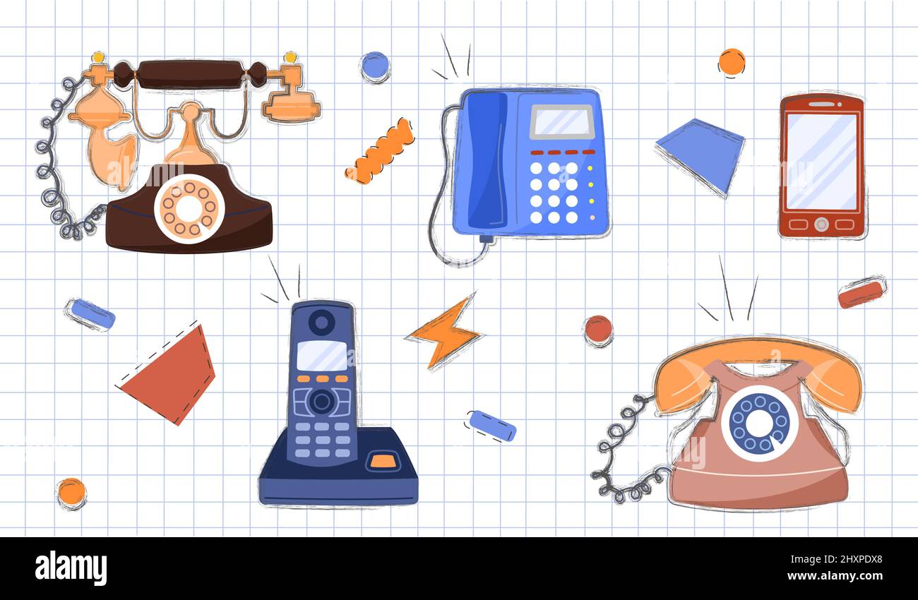 Set of five various phones Stock Vector Image & Art - Alamy