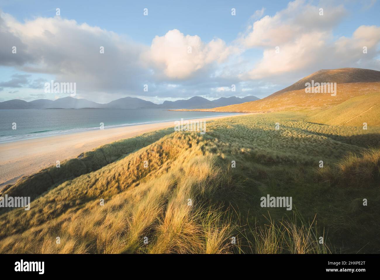 Beautiful golden sunset or sunrise light on seascape landscape of ...