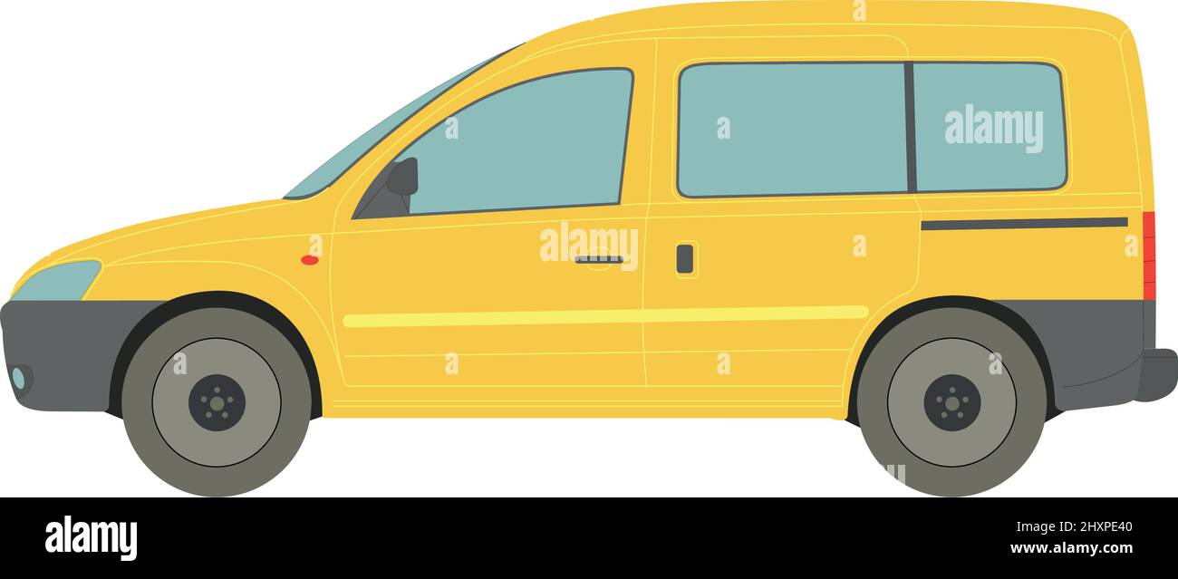 Yellow passenger minivan on a white background - Vector illustration ...