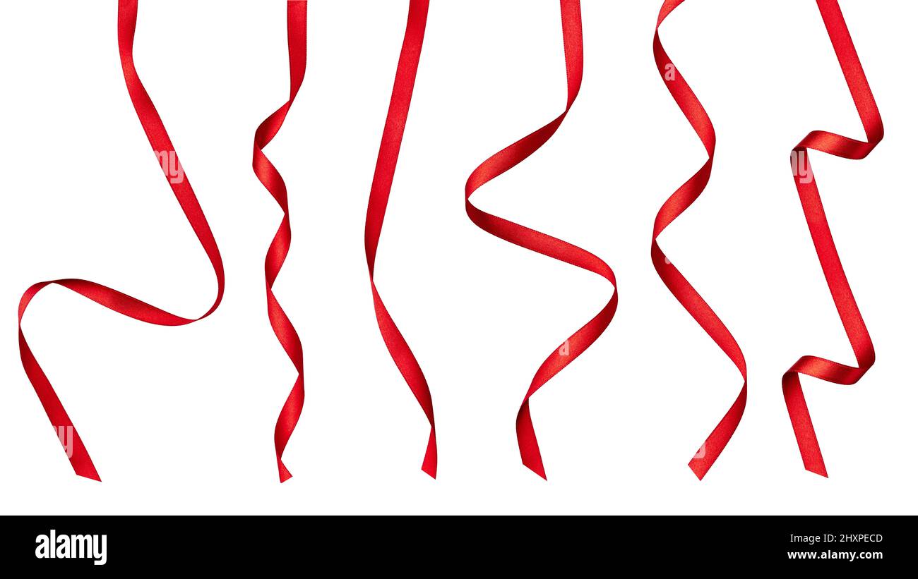 collection of various red ribbon pieces on white background. each one ...