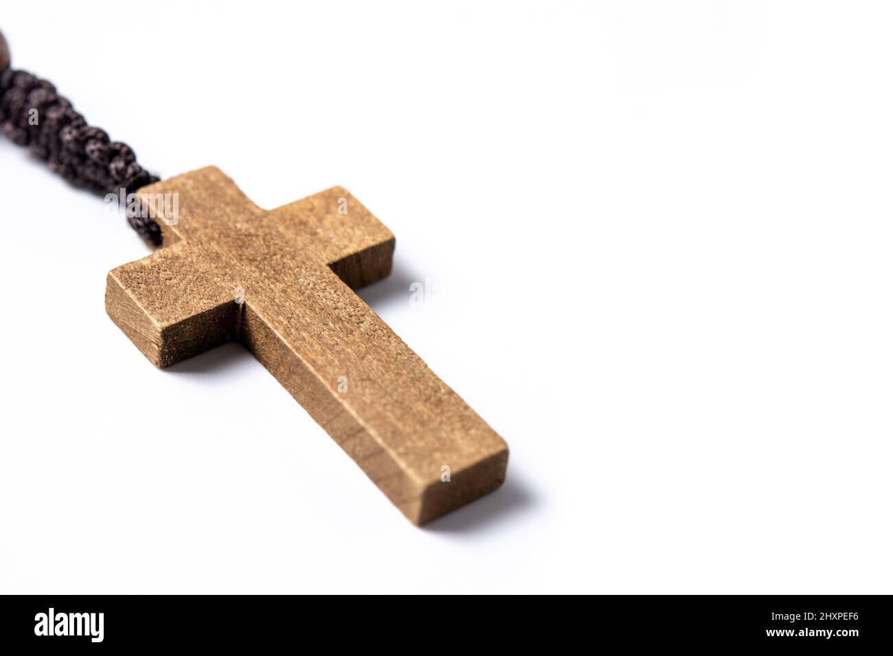 Rosary catholic cross isolated on white background Stock Photo - Alamy