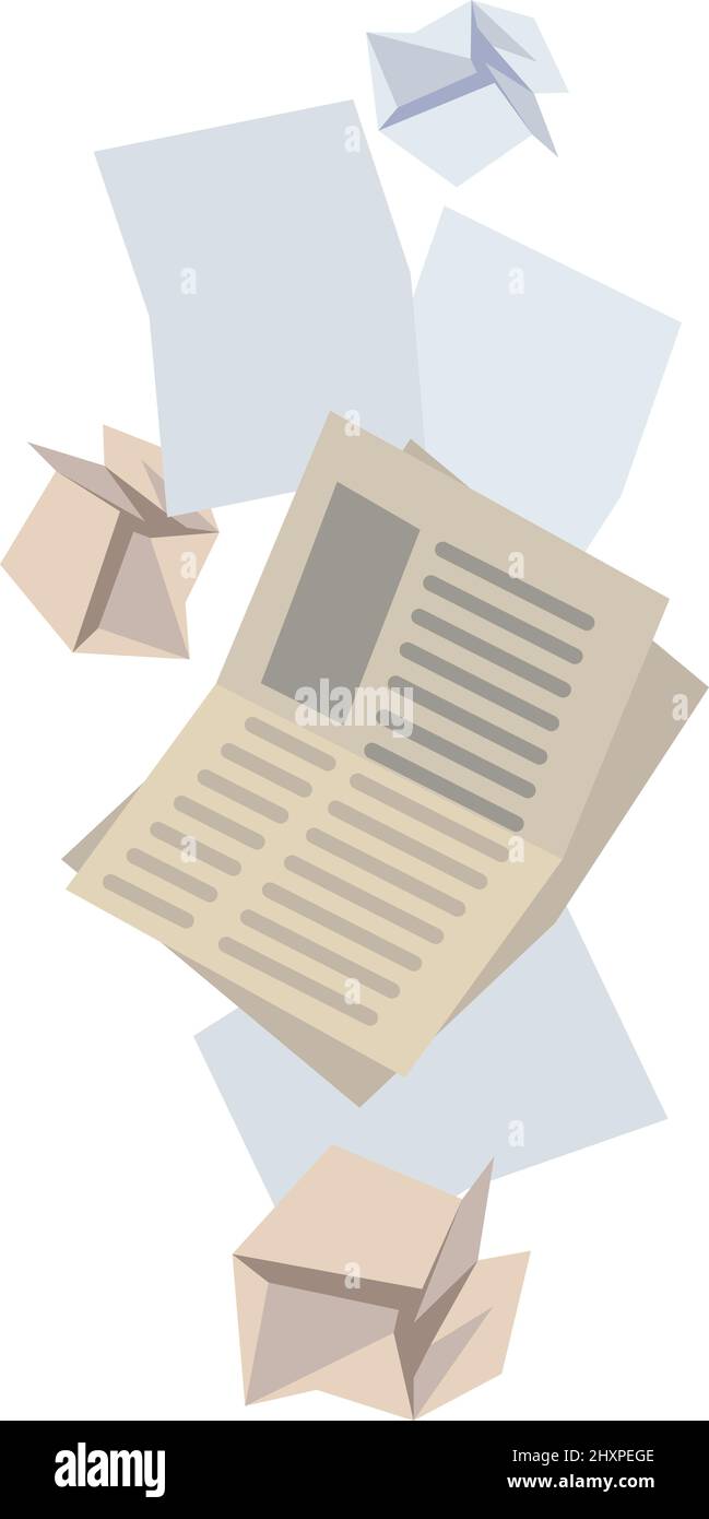 Crumpled paper trash. Garbage reuse. Recycle rubbish Stock Vector Image ...