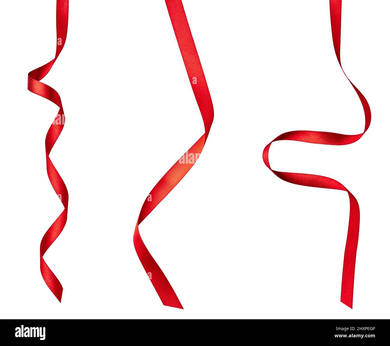 collection of various red ribbon pieces on white background. each one ...