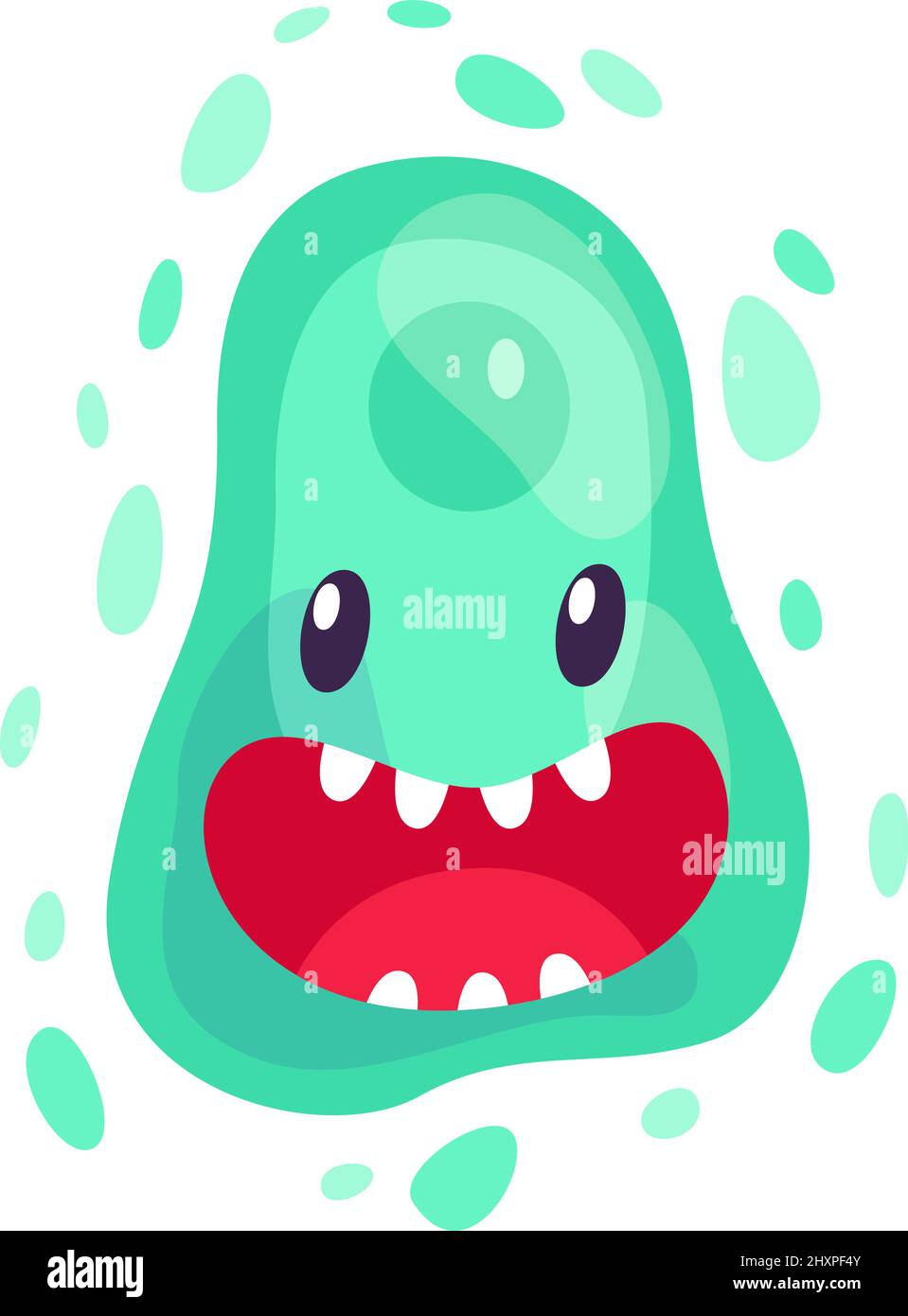 Green bacteria. Disease monster. Cartoon infection character Stock ...