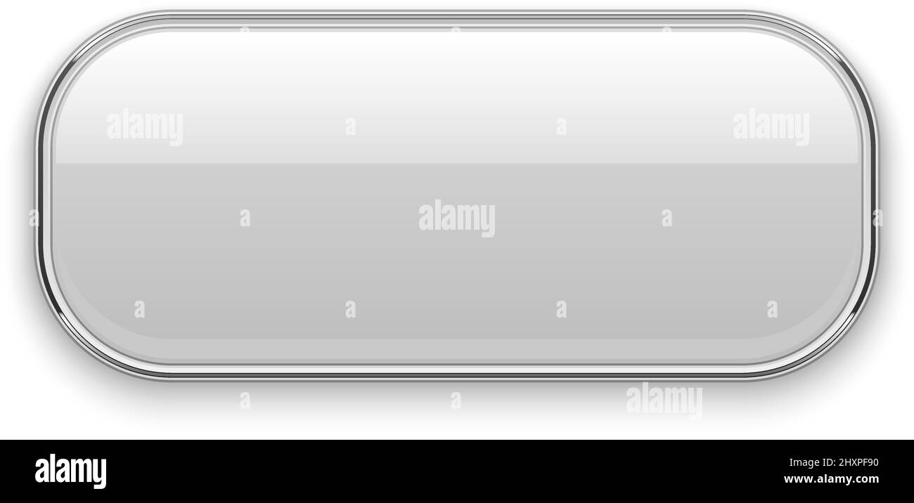 Chrome rectangle frame. Glossy white button template Stock Vector Image ...