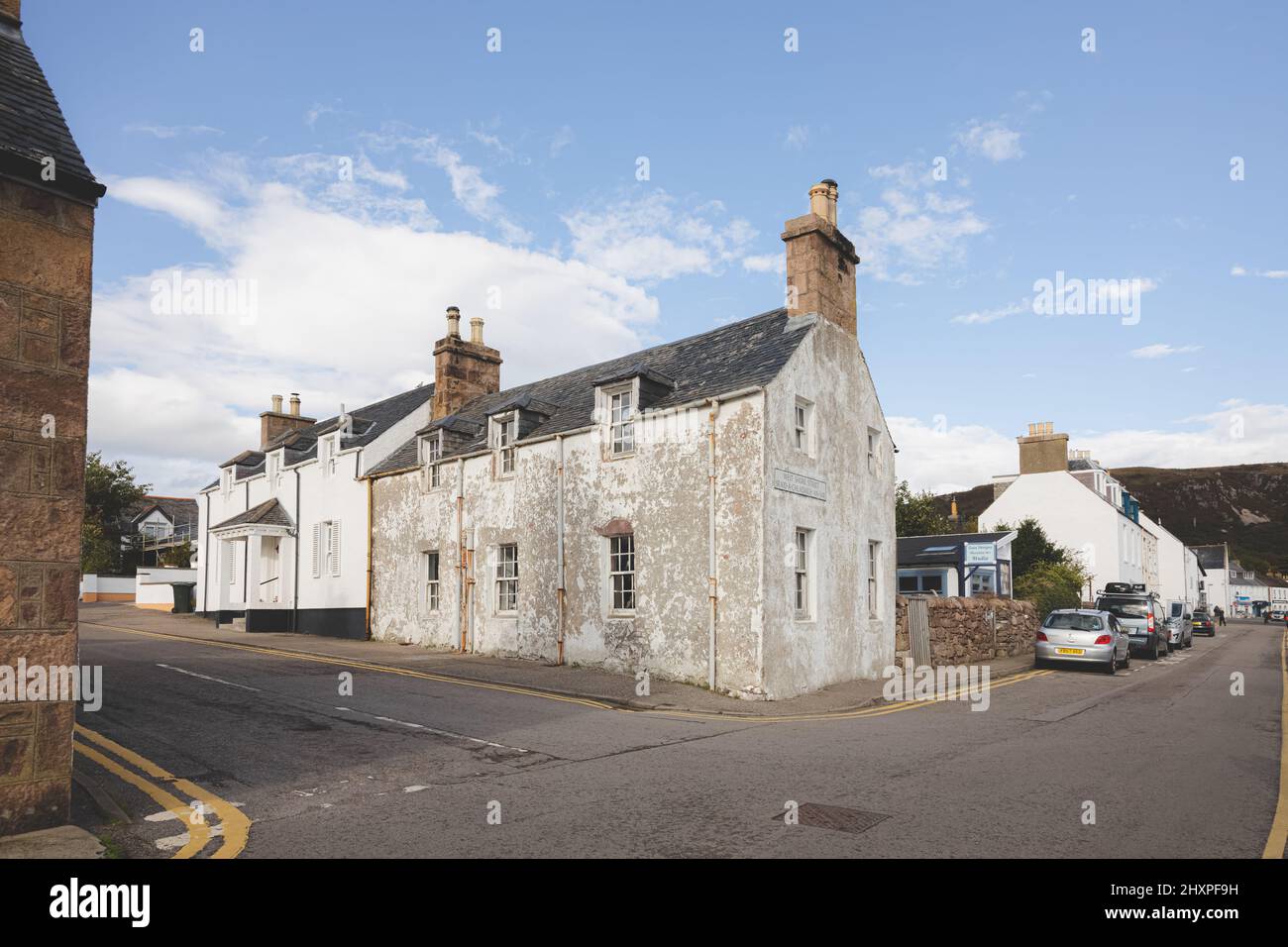 Seaside fishing port town of Ullapool in the Scottish Highlands ...