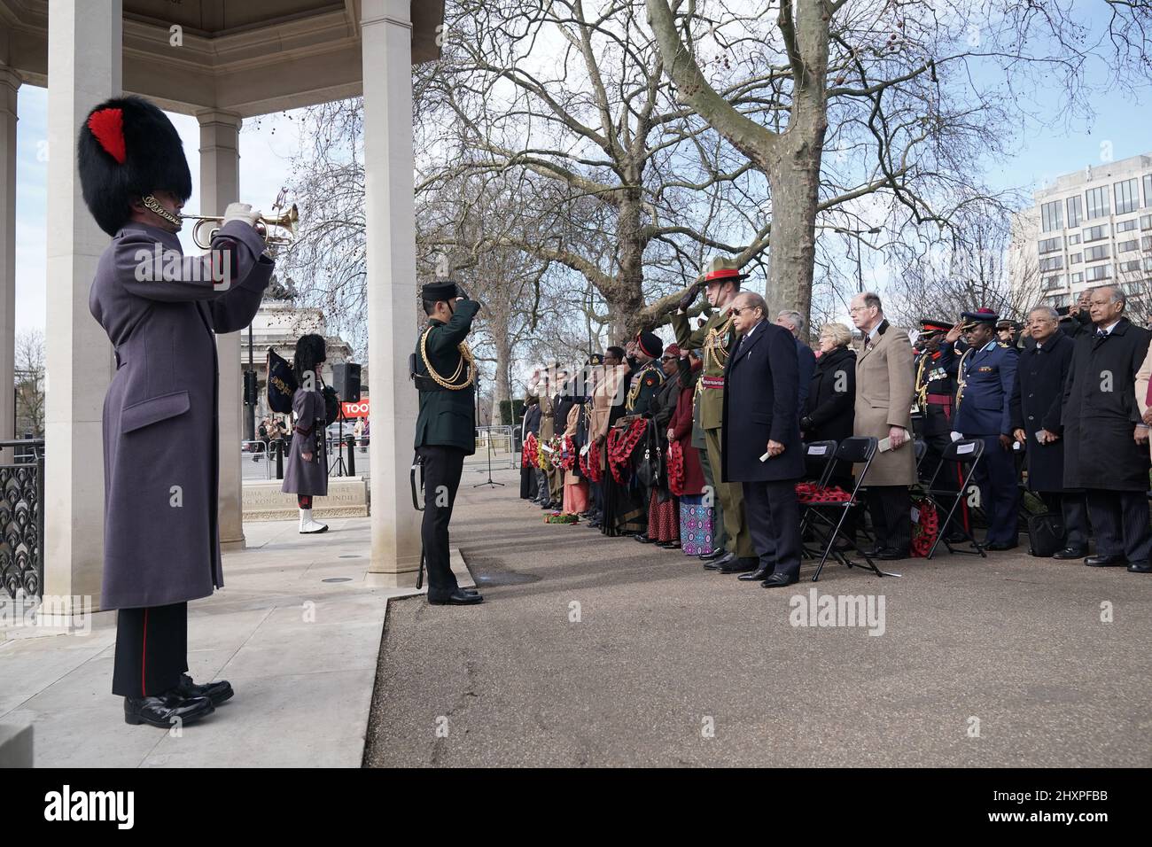 The Last Post is played during a commemorative ceremony and laying of ...