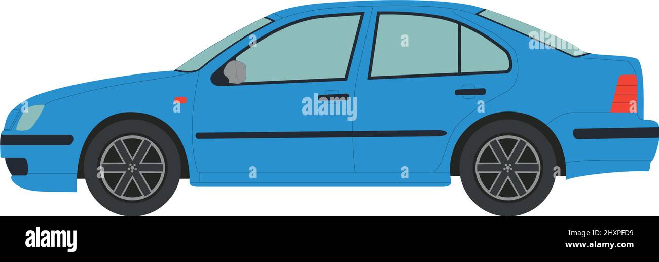 Blue modern sedan on white background - Vector illustration Stock ...