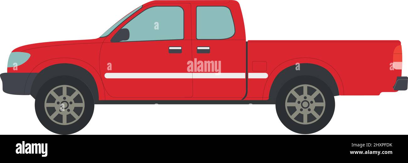 Big red pickup truck isolated on white background - Vector illustration ...