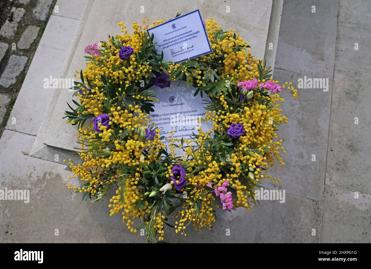 A wreath from Baroness Patricia Scotland at a commemorative ceremony at ...